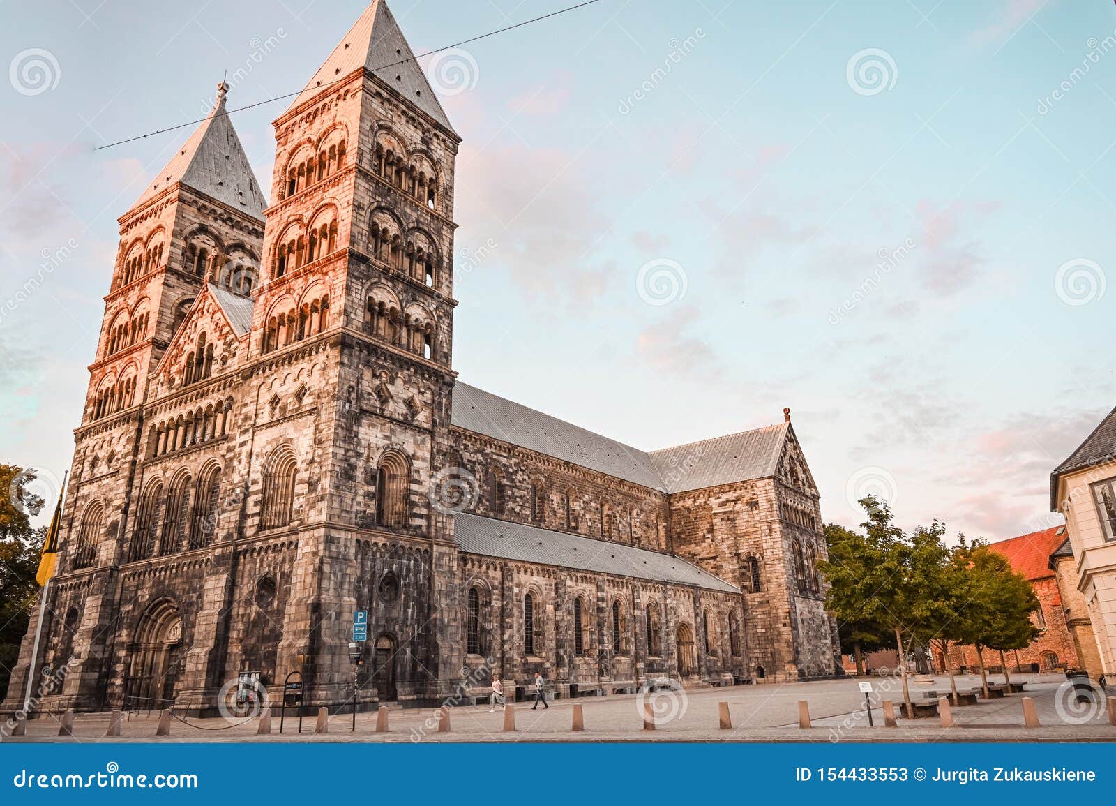 Lund Cathedral in Sweden editorial stock photo. Image of romanesque ...