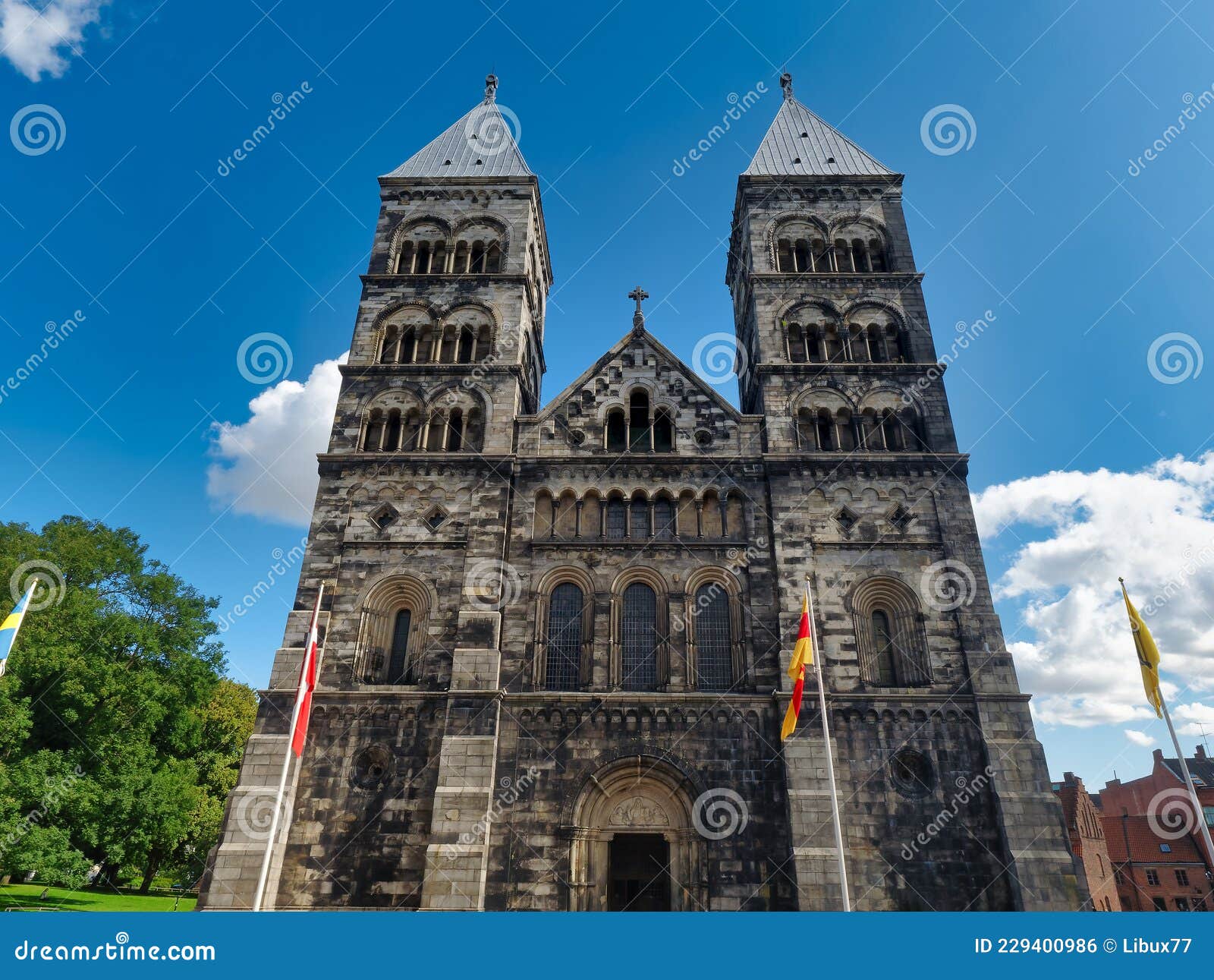 Lund Cathedral in Sweden, Viewed from Below Stock Photo - Image of ...
