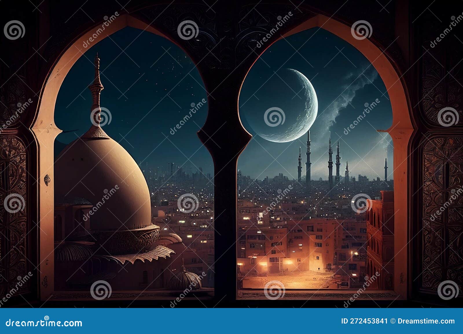 Lune du croissant ramadan illustration stock. Illustration du nuit ...