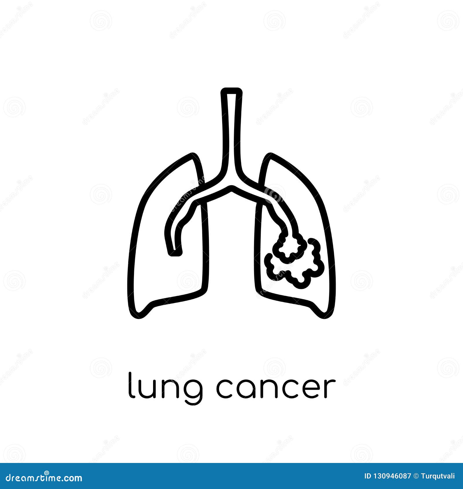 Lung Cancer Icon Trendy Modern Flat Linear Vector Lung Cancer I Stock