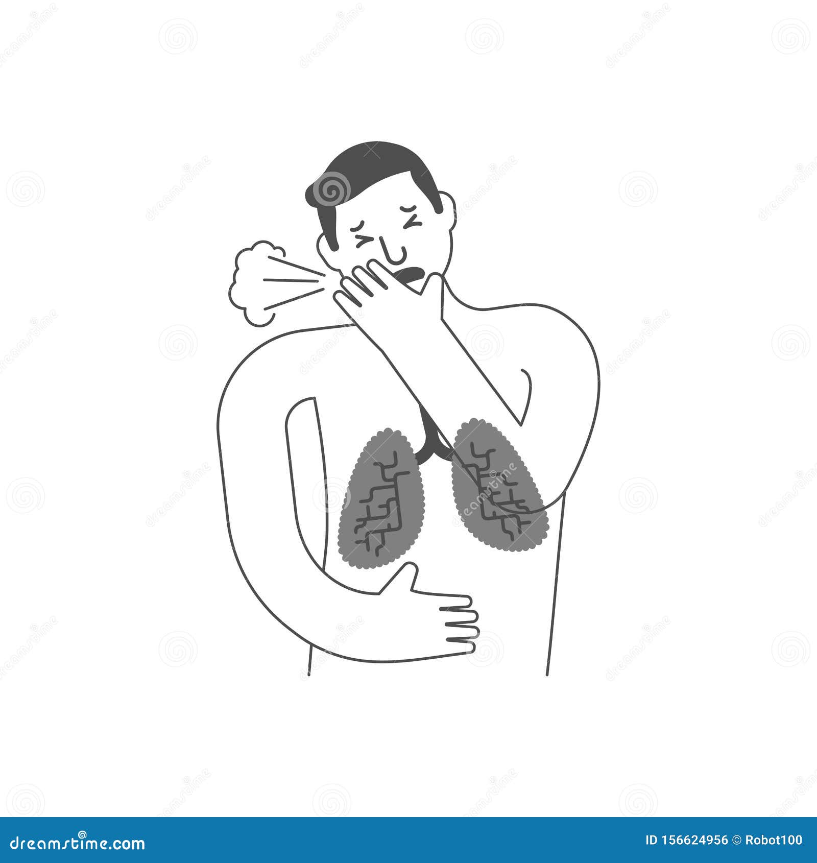 Lung Cancer Man Coughs. Respiratory Disease Stock Vector - Illustration ... Lung Cancer Man Coughs. Respiratory Disease Stock Vector - Illustration ...
