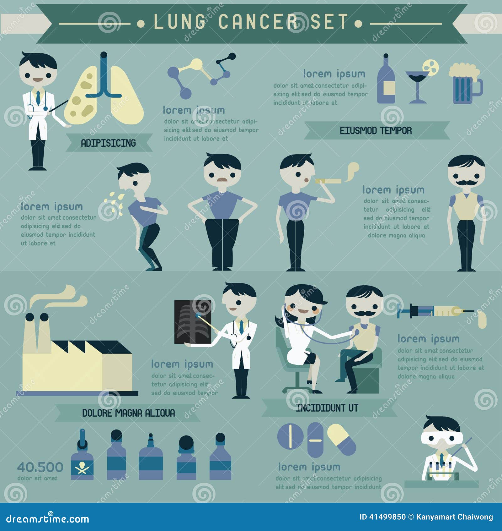 Lung Cancer Set and Info Graphics Stock Vector - Illustration of ...