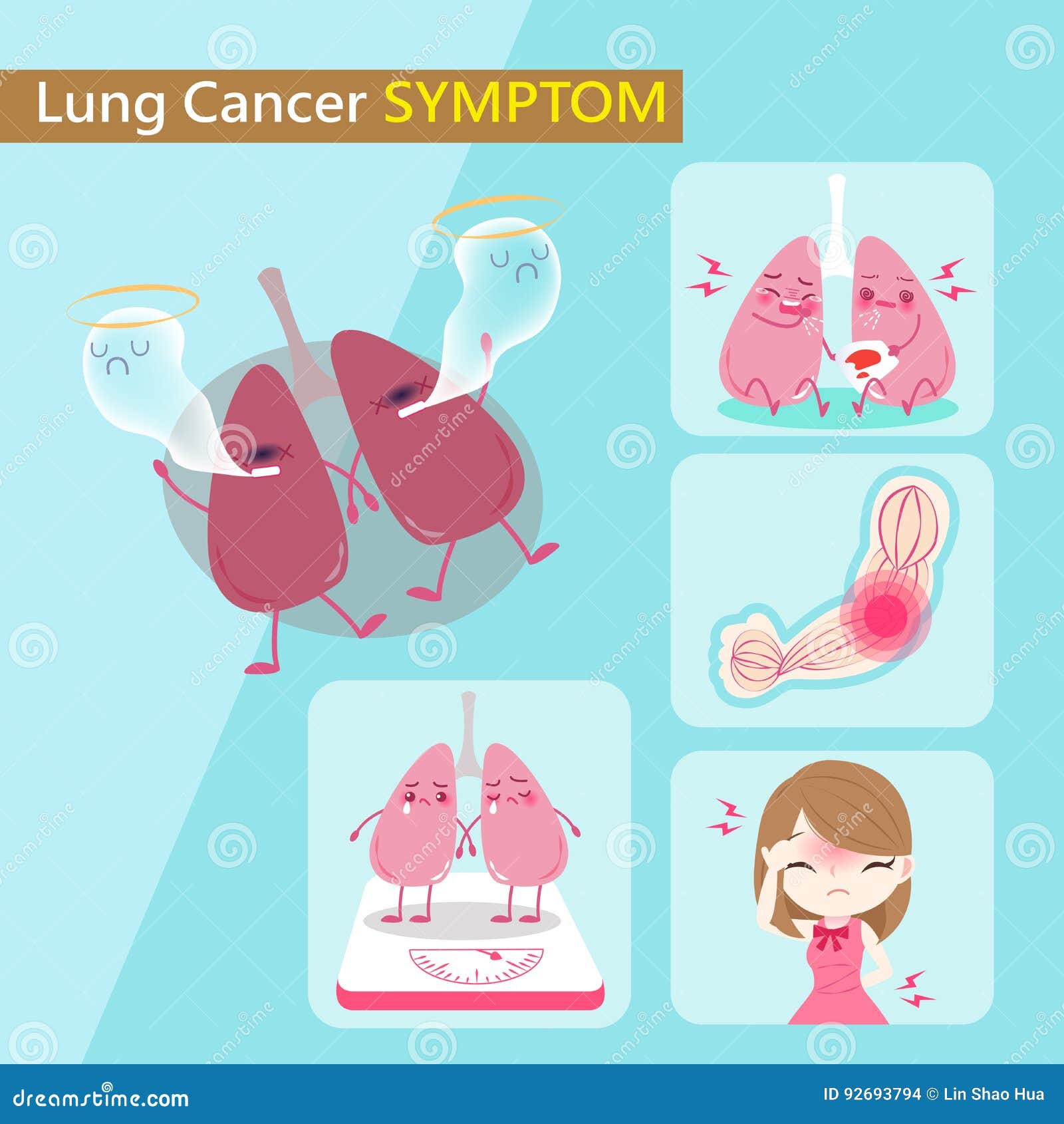 Lung cancer symptom stock vector. Illustration of body - 92693794