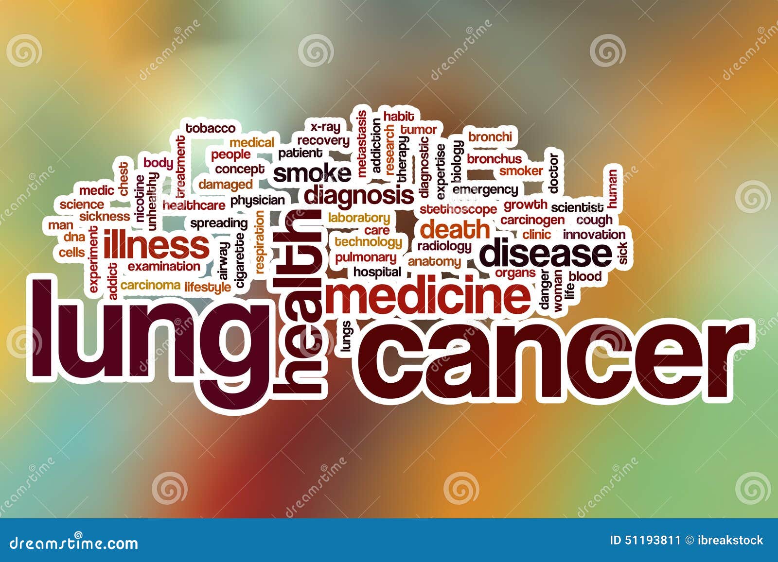 Lung Cancer Word Cloud with Abstract Background Stock Illustration ...