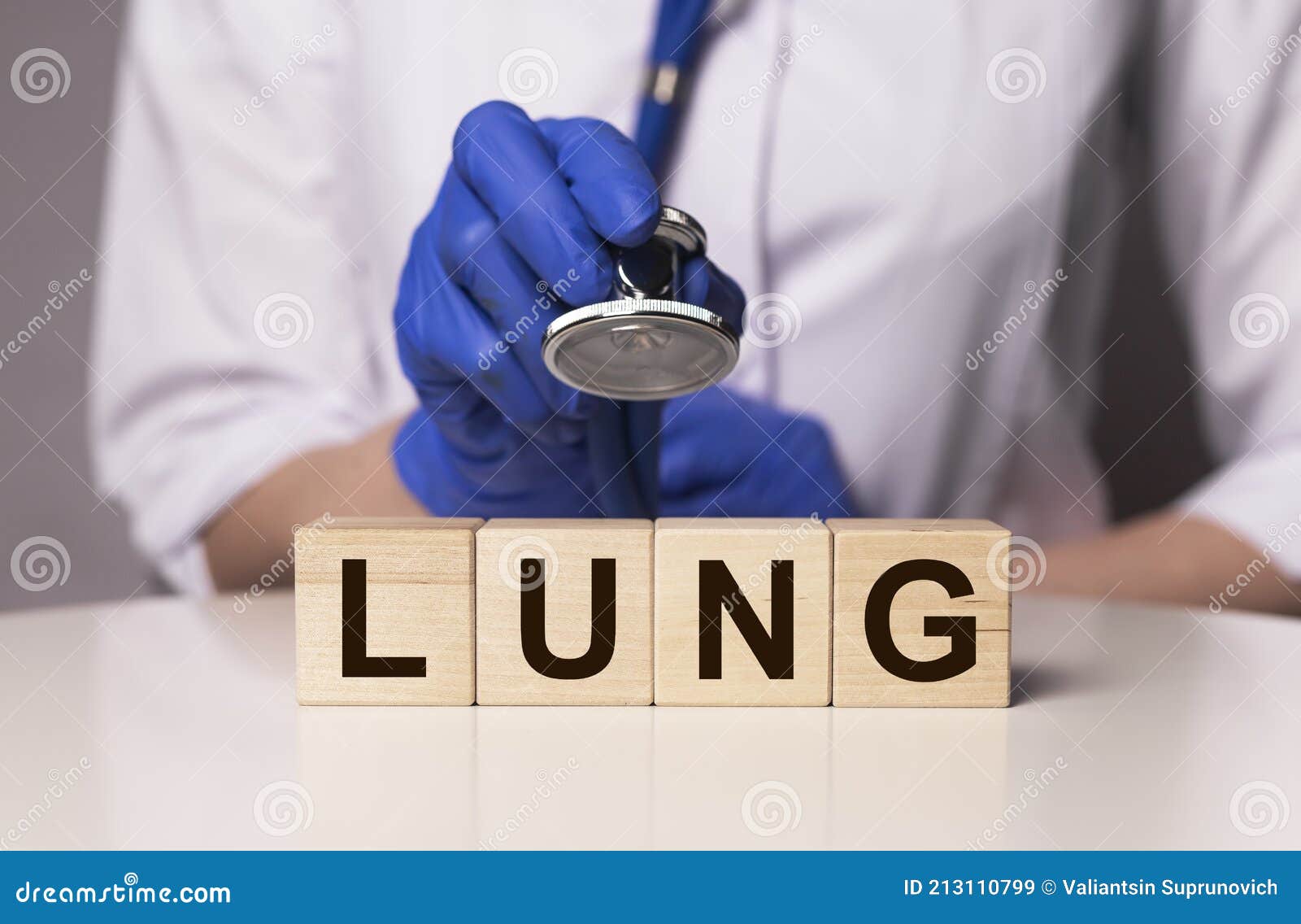 Lung Check Concept. Docotr with Stethoscope Examining Pulmonary Stock ...