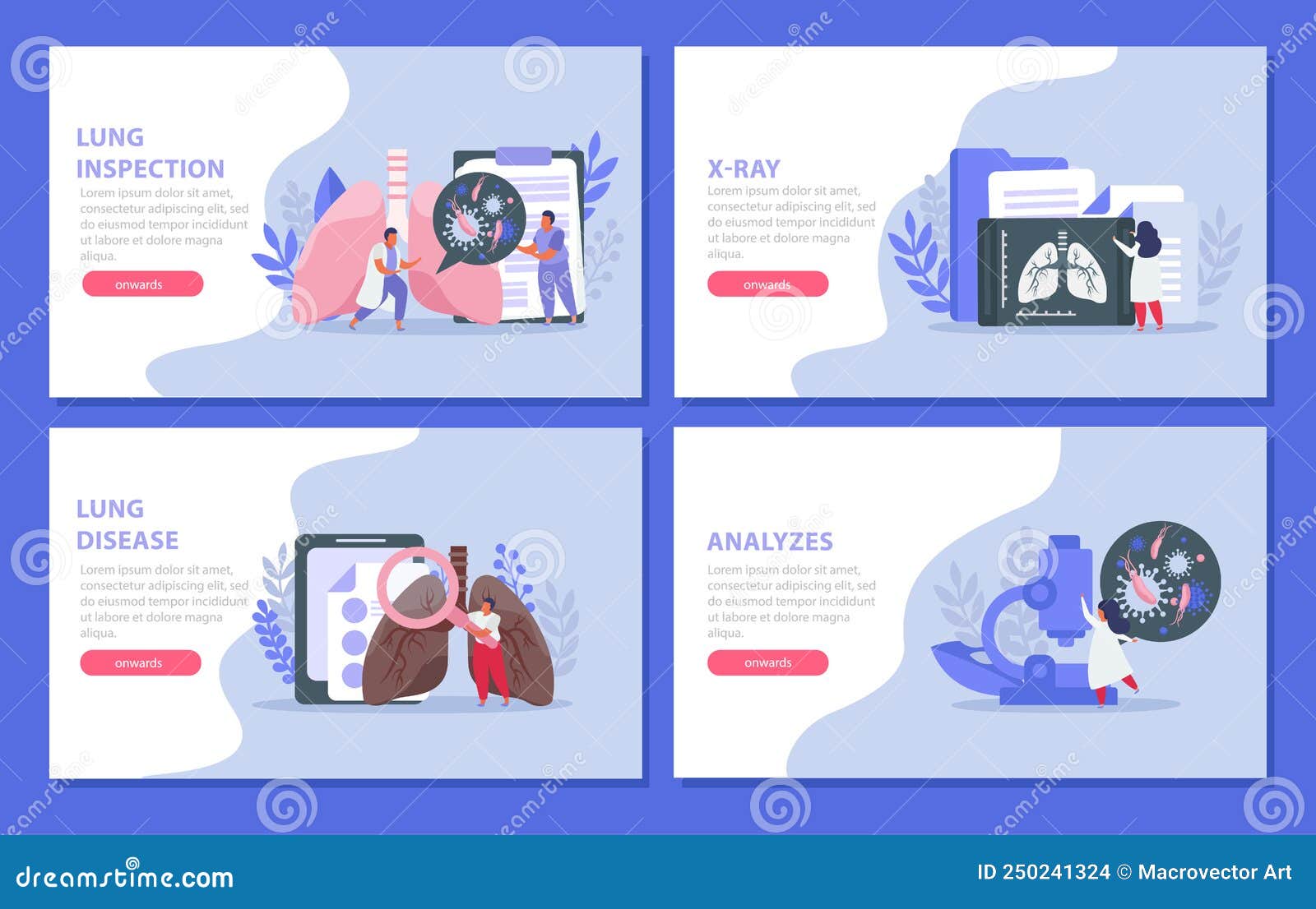 Lung Inspection Flat Banners Set Stock Vector - Illustration of ...