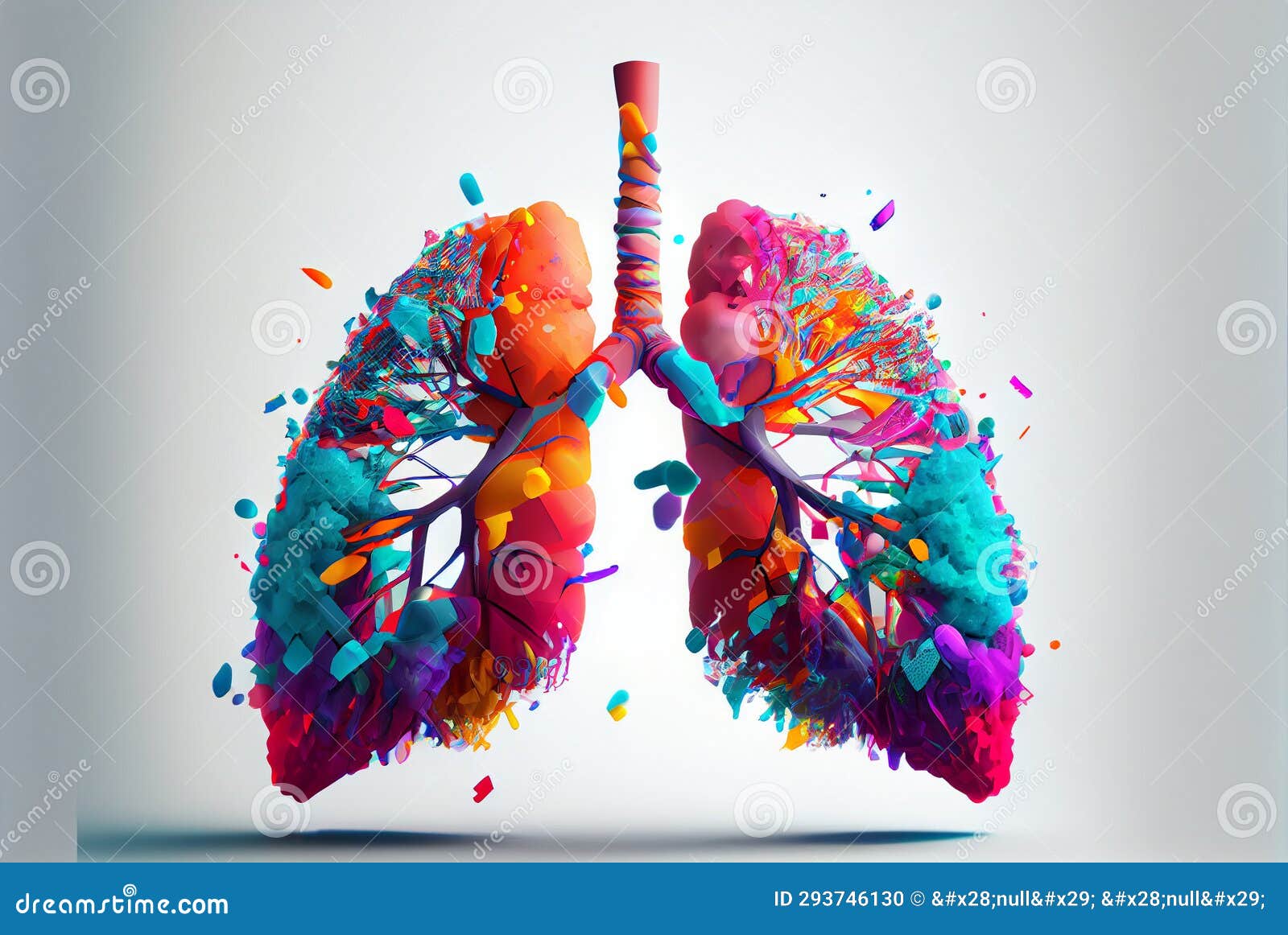 Lung Painting Ideas on Bright Background. Advanced 3D Rendering Stock ...