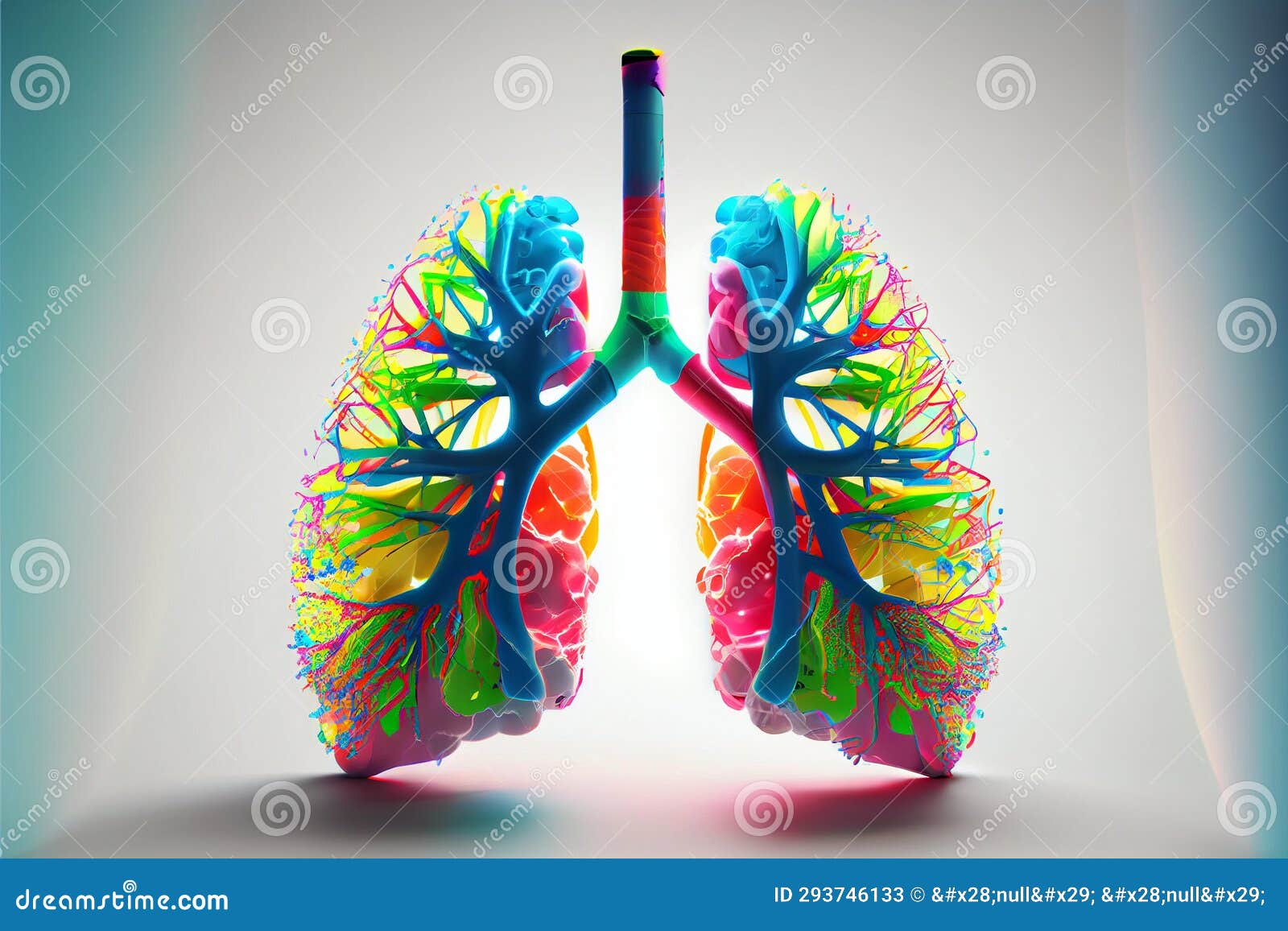 Lung Painting Ideas on Bright Background. Advanced 3D Rendering Stock ...