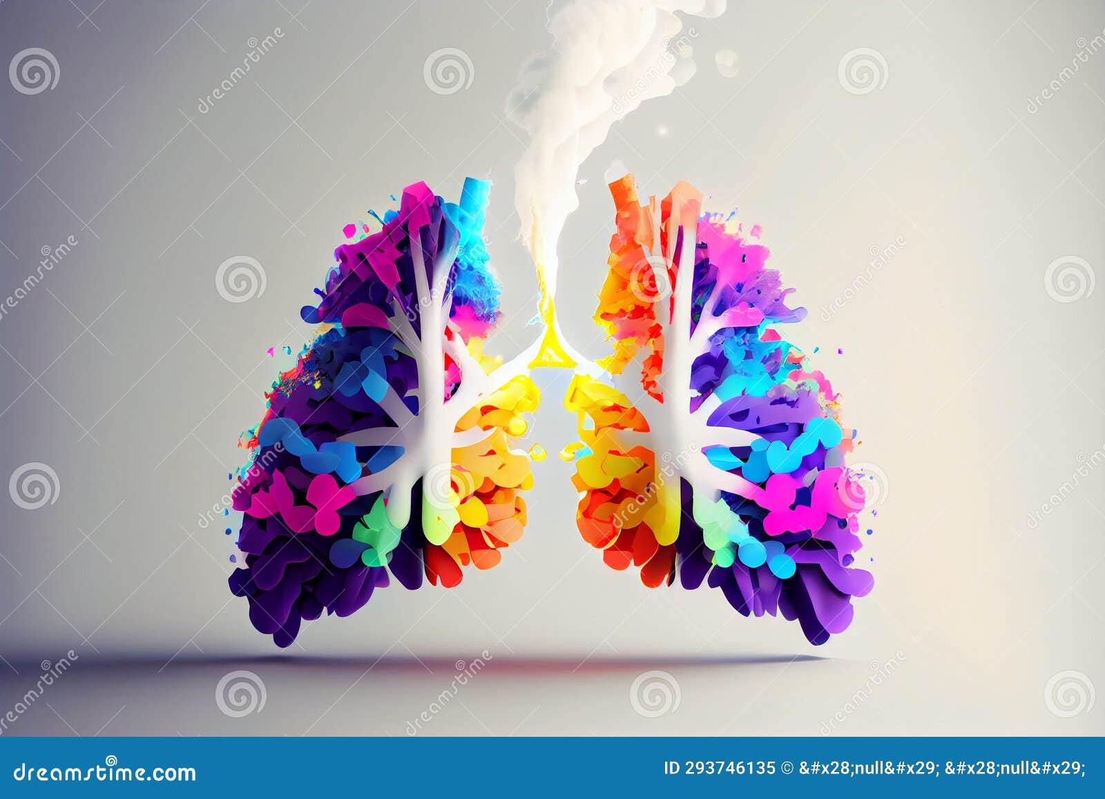 Lung Painting Ideas on Bright Background. Advanced 3D Rendering Stock ...