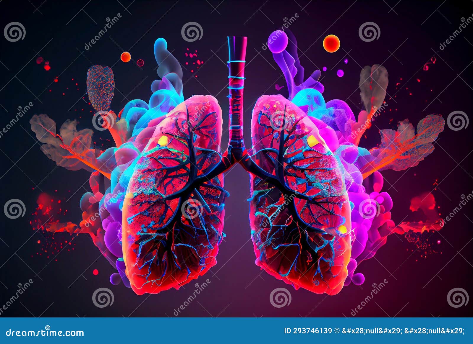 Lung Painting Ideas on the Original Background Filled with Black Smoke ...