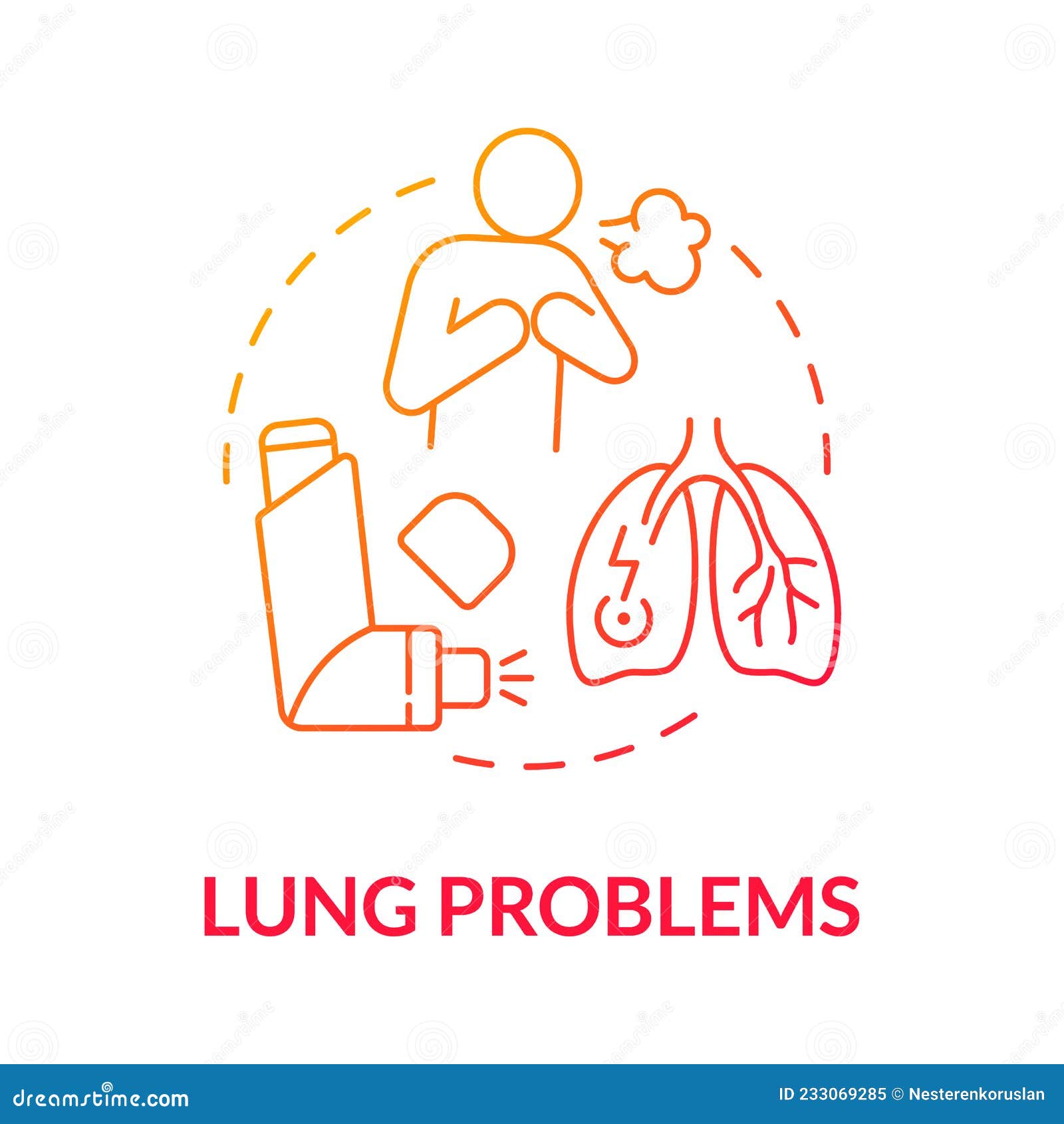 Lung Problems Gradient Red Concept Icon Stock Vector - Illustration of ...