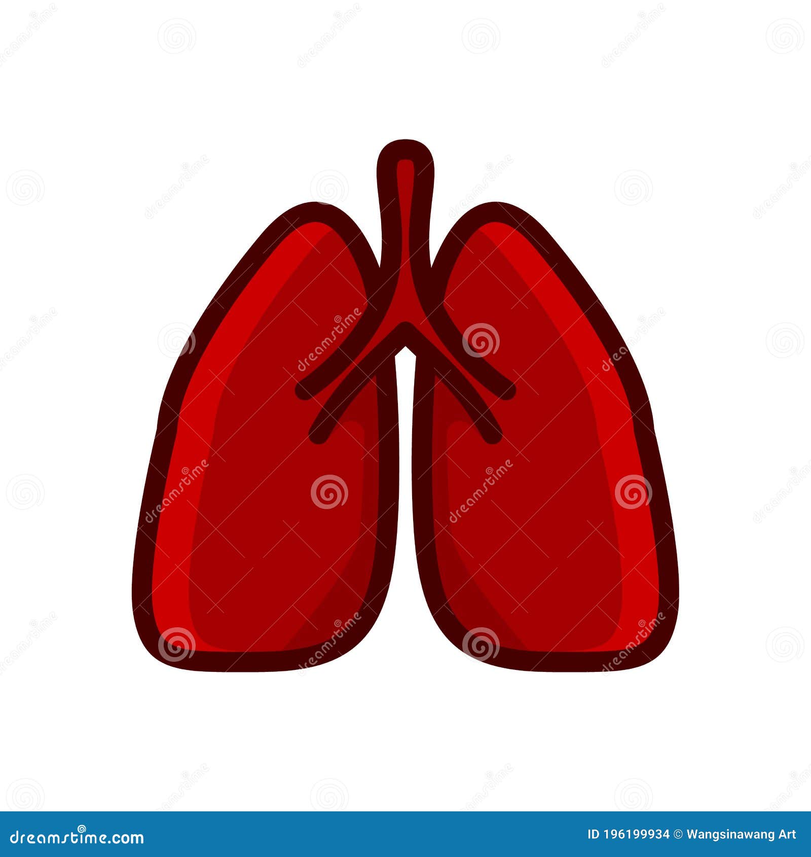 Lung Red Icon Vector Illustration Isolated on White Background Stock ...