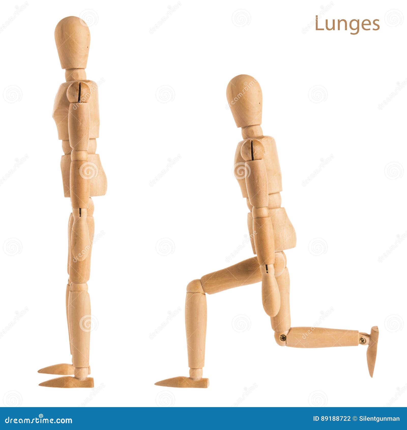 Lunges pose stock photo. Image of isolation, male, marionette - 89188722