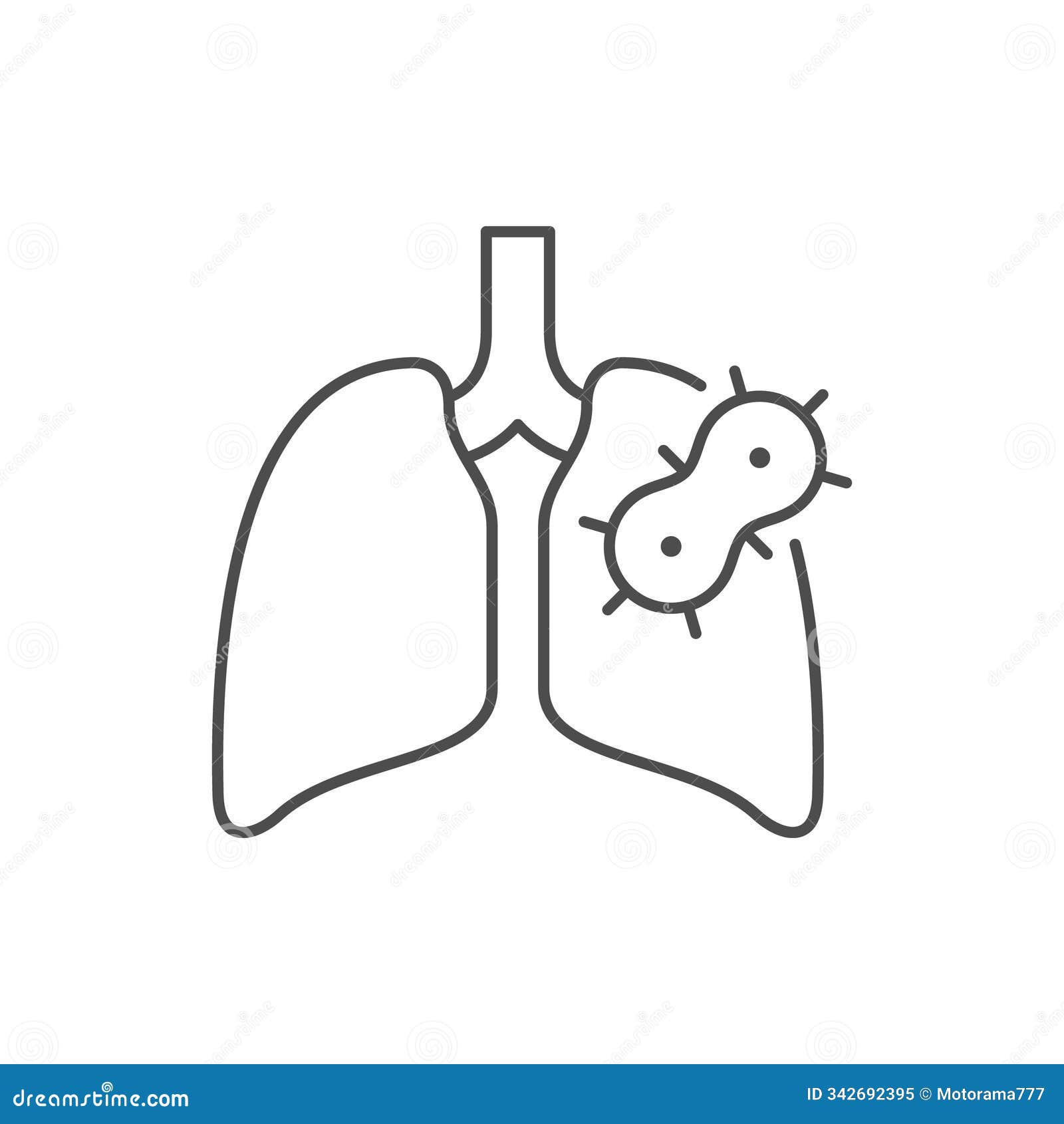 Lungs and Bacteria Line Icon Stock Vector - Illustration of influenza ...