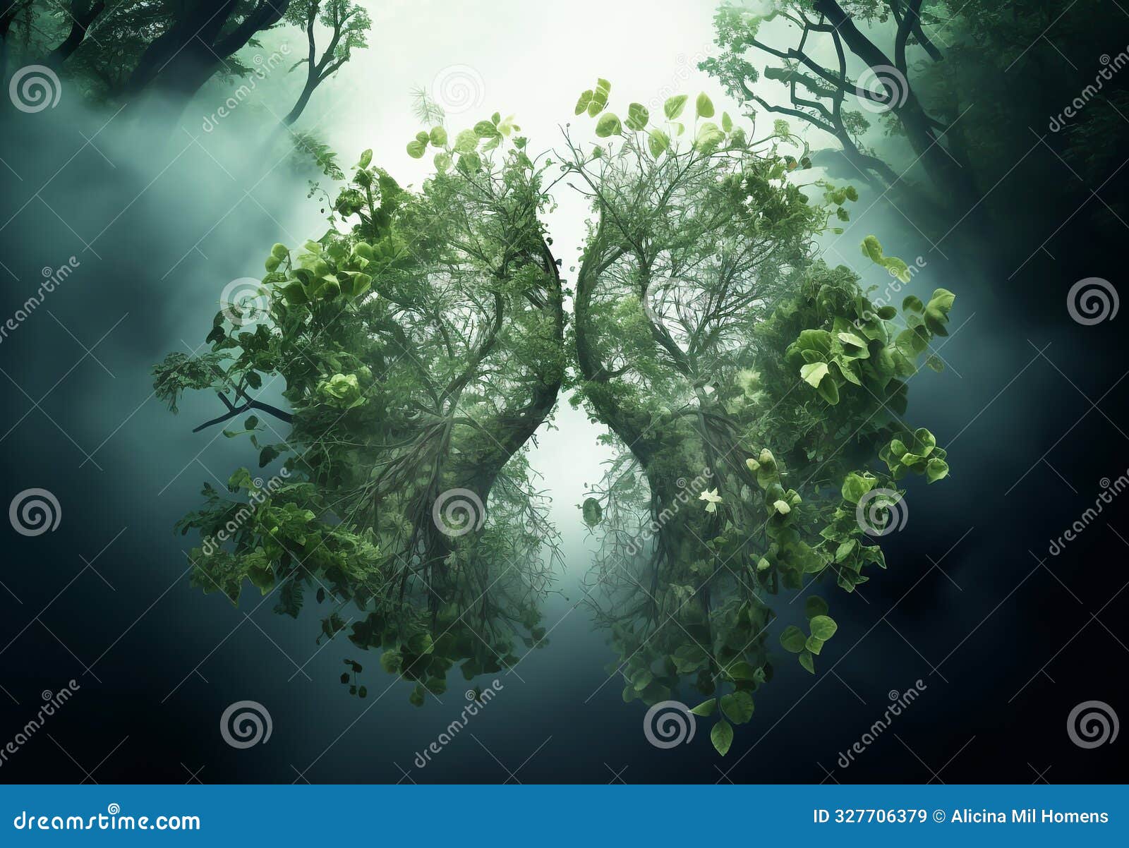 Lungs Formed by Leaves and Tree Branches, in the Concept of Environment ...