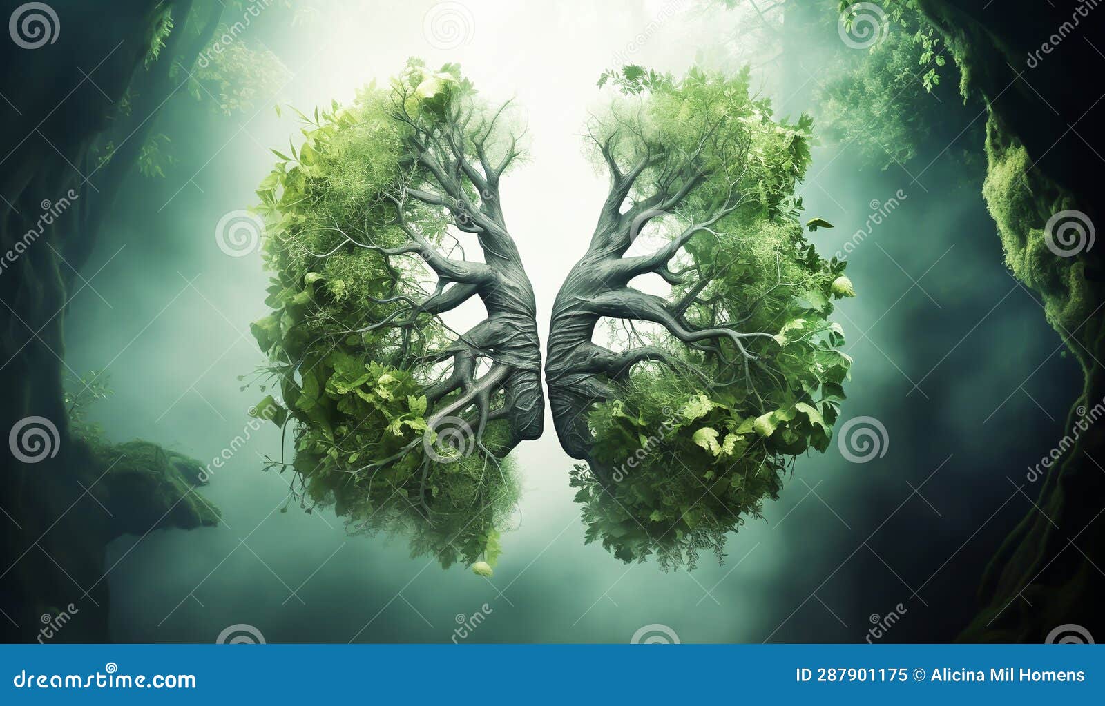 Lungs Formed By Leaves And Tree Branches, In The Concept Of Environment ...