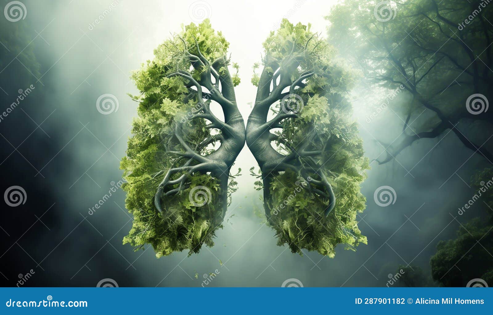 Lungs Formed By Leaves And Tree Branches, In The Concept Of Environment ...
