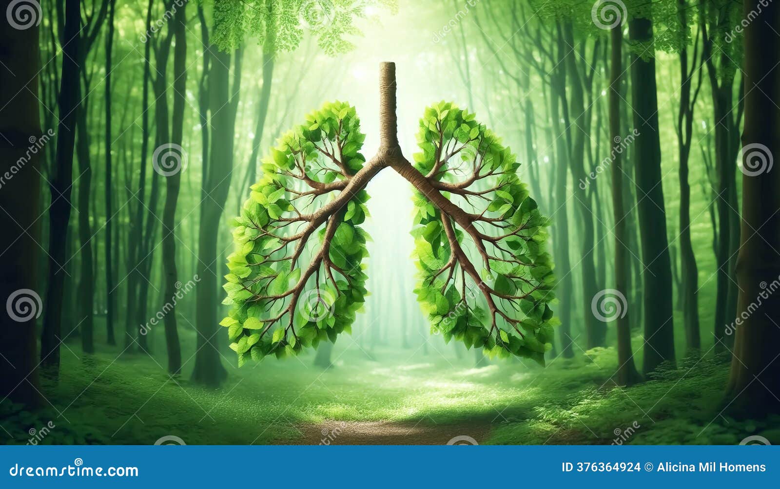 Lungs Formed By Leaves And Tree Branches, In The Concept Of Environment ...