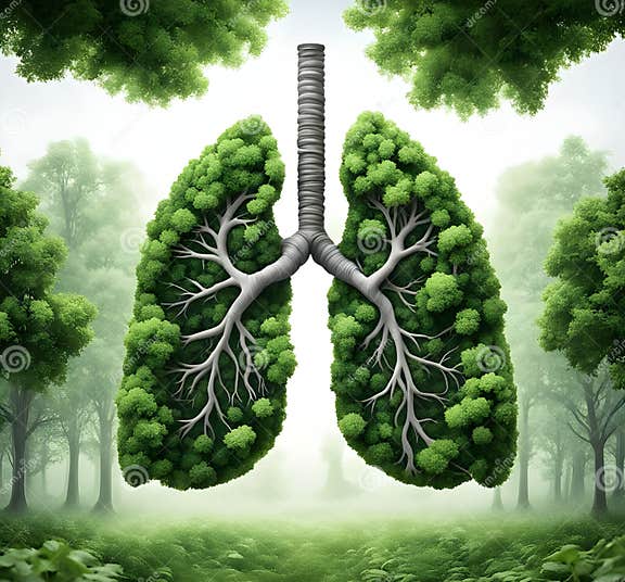Lungs with Green Trees Inside Stock Photo - Image of inside, leaf ...