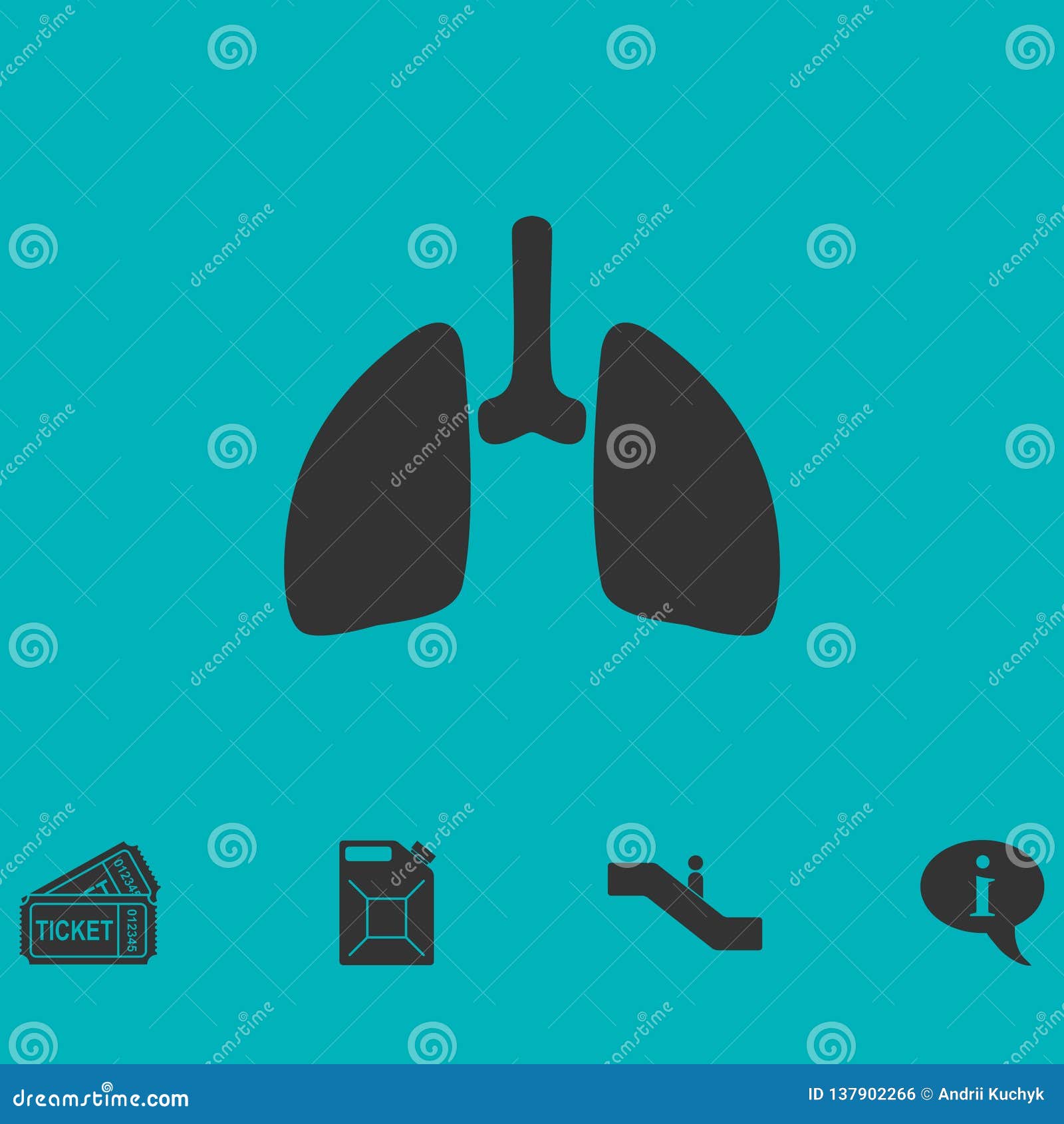 Lungs icon flat stock vector. Illustration of icon, illness - 137902266
