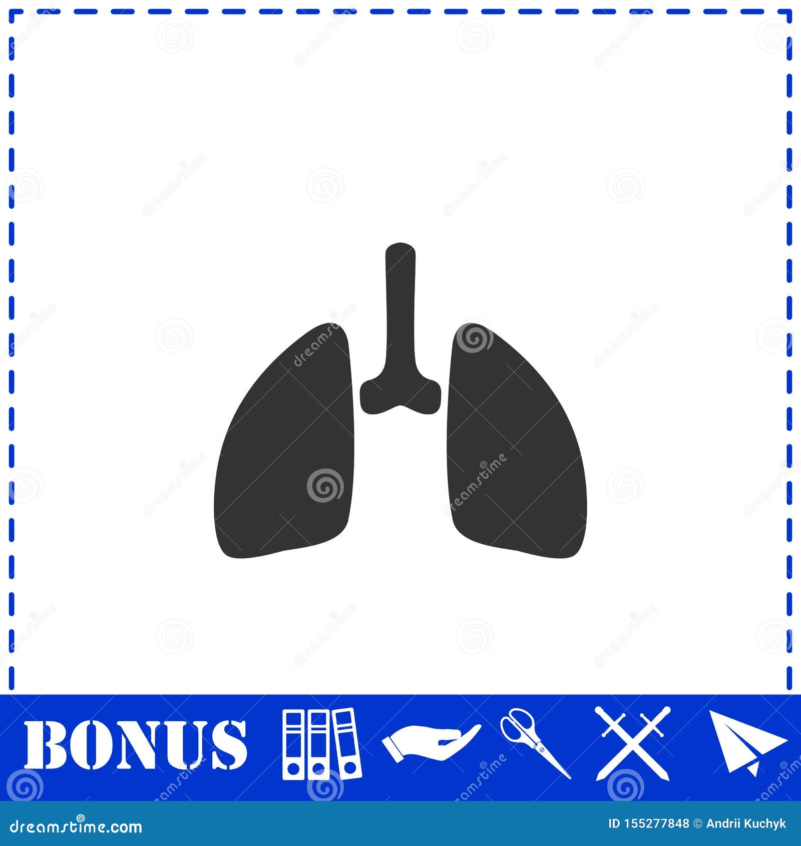 Lungs icon flat stock vector. Illustration of color - 155277848