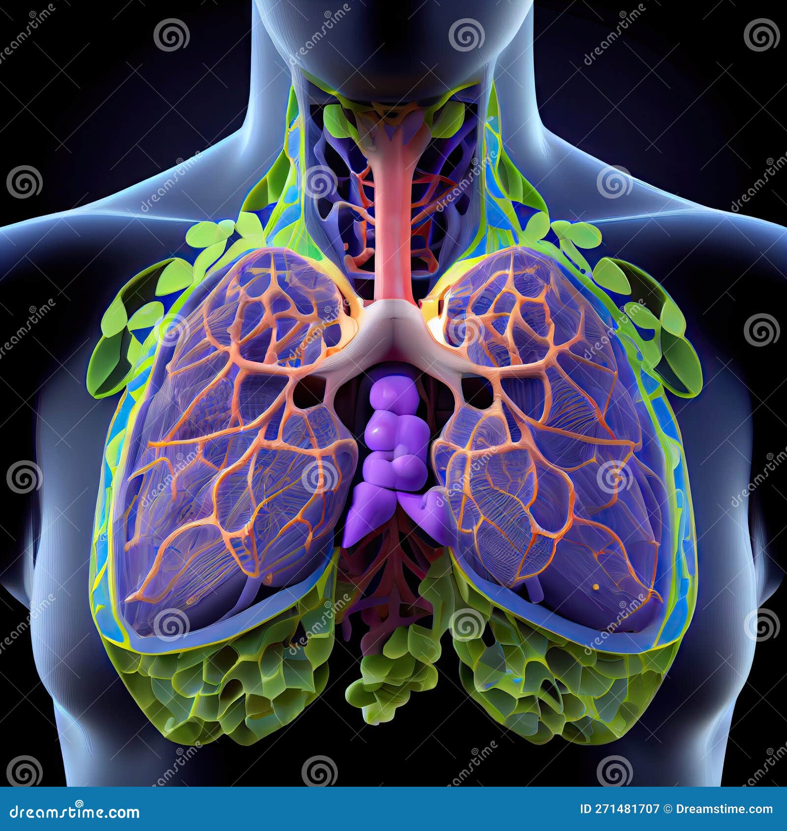 Lungs inside human body stock illustration. Illustration of lobe ...