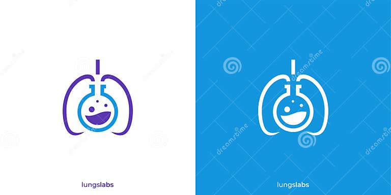 Lungs Lab Logo. Abstract Lungs and Lab Vial with Minimalist Style Stock ...