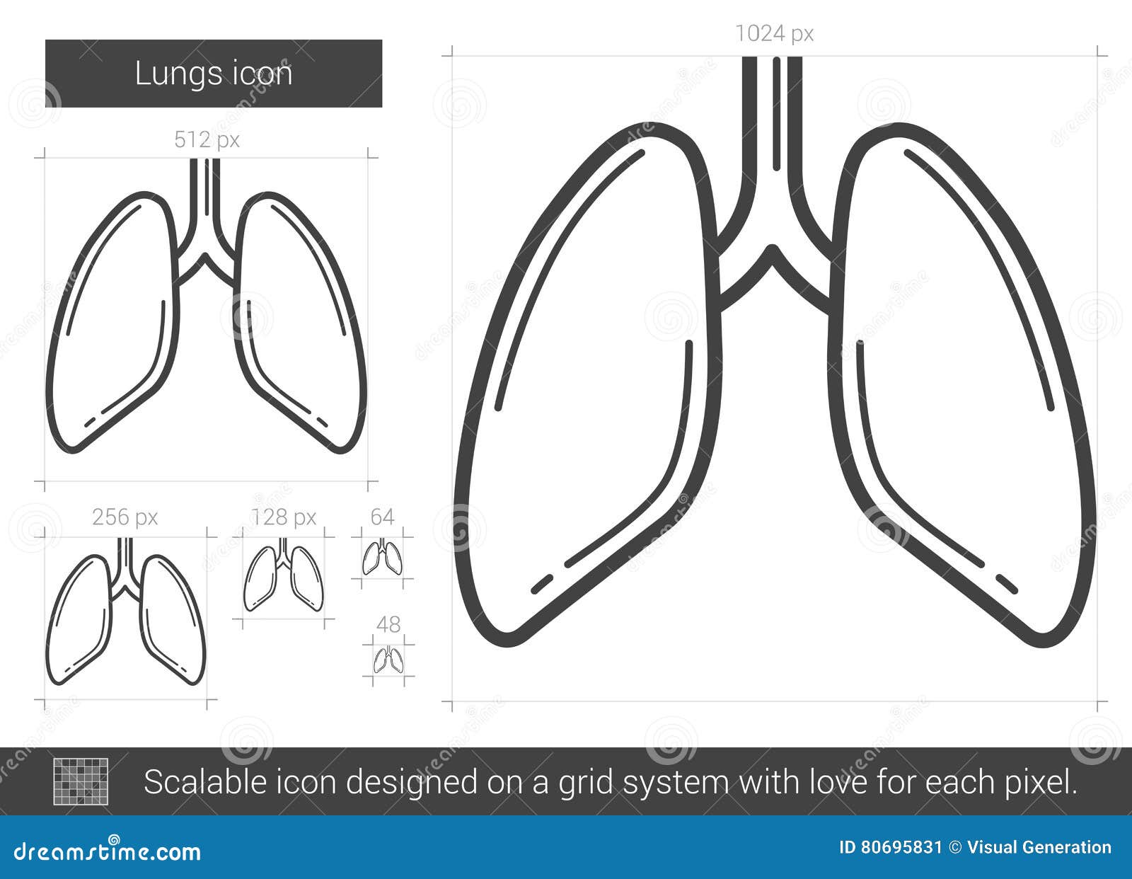 Lungs Line Icon Stock Vector Illustration Of Linear 80695831