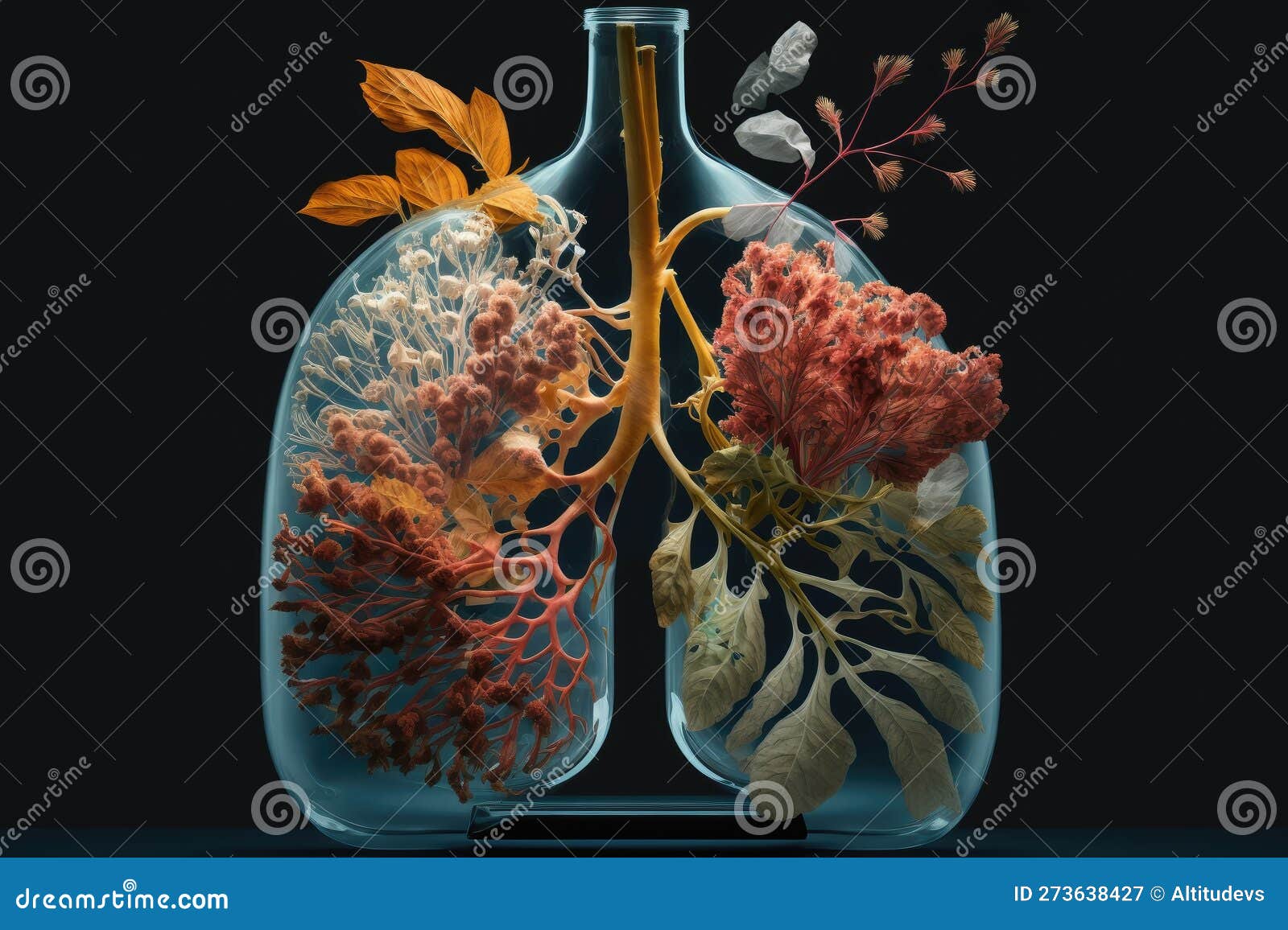 Lungs Made from Flowers in Vase, Floating on Water Stock Illustration ...