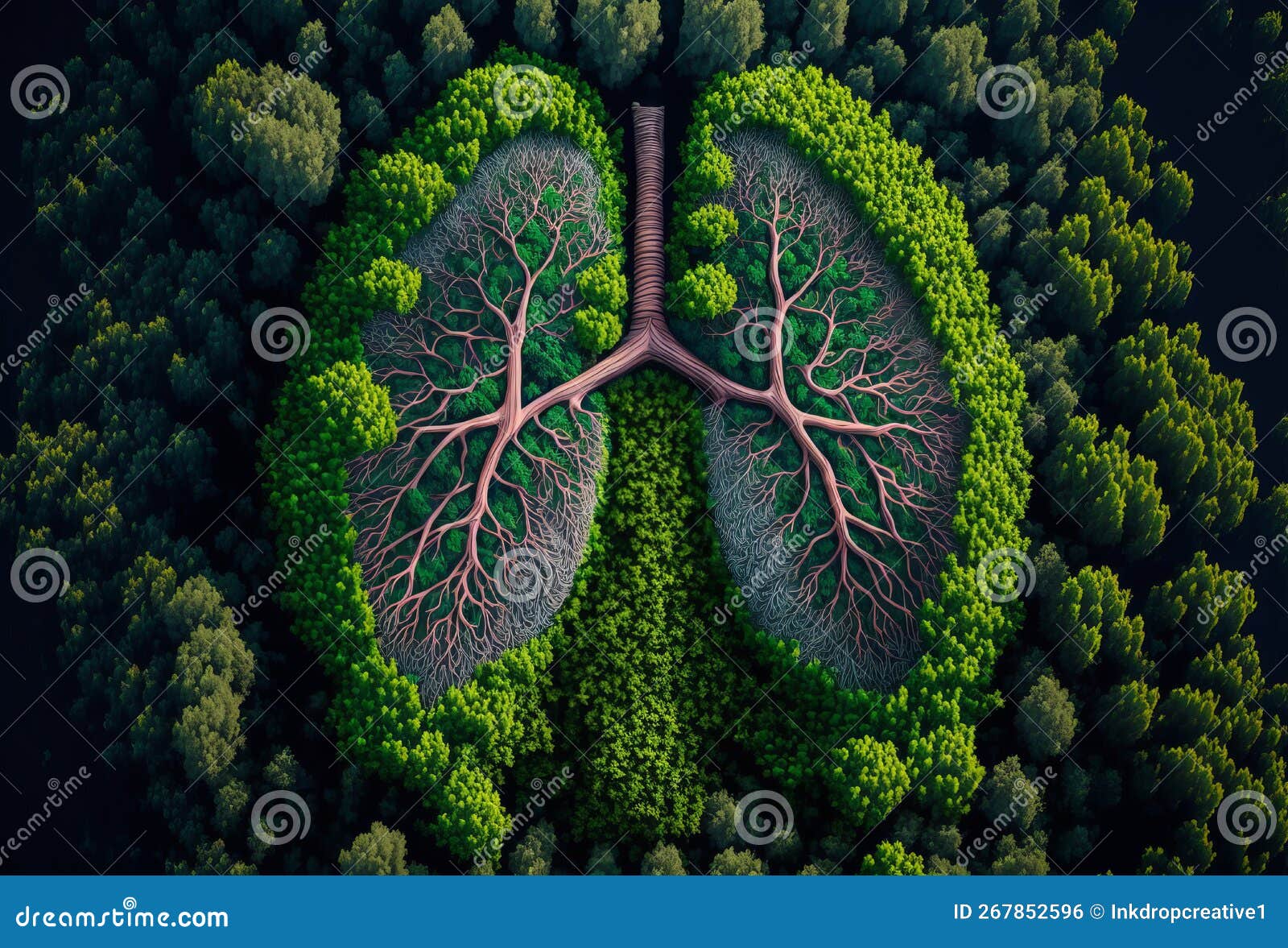 Lungs Made from Leaves and Nature. Air Pollution Concept Stock Photo ...