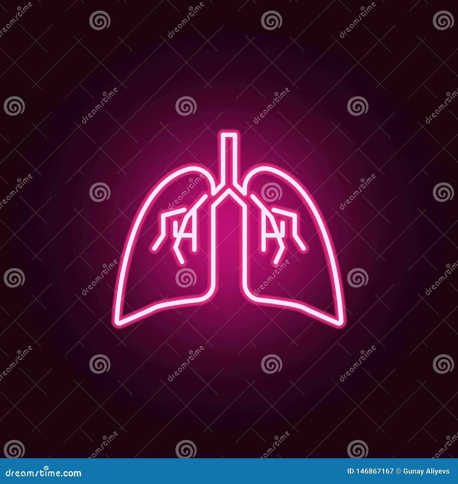 Lungs Neon Icon. Elements of Body Parts Set Stock Illustration ...