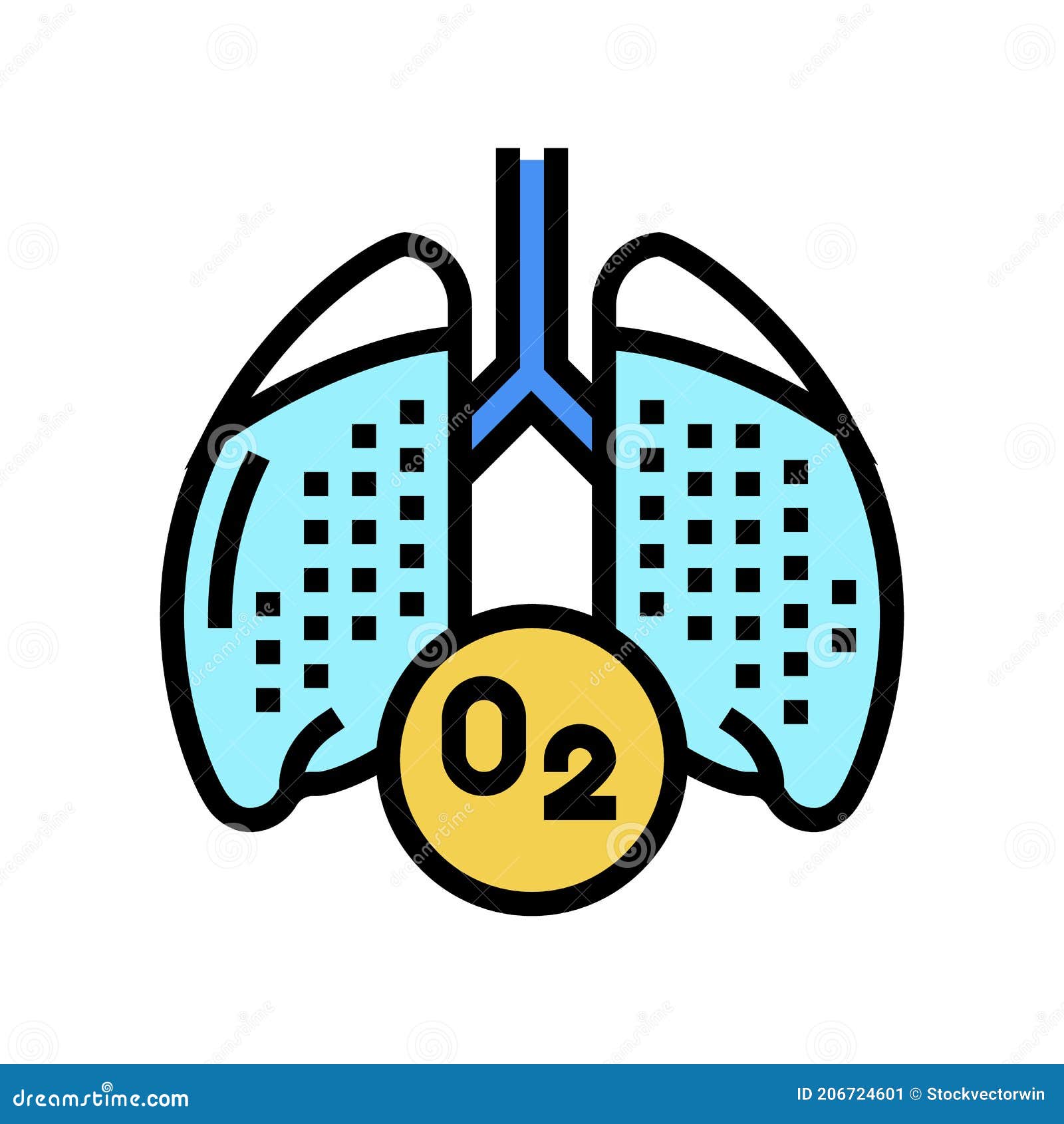 Lungs with Oxygen Color Icon Vector Illustration Stock Illustration ...