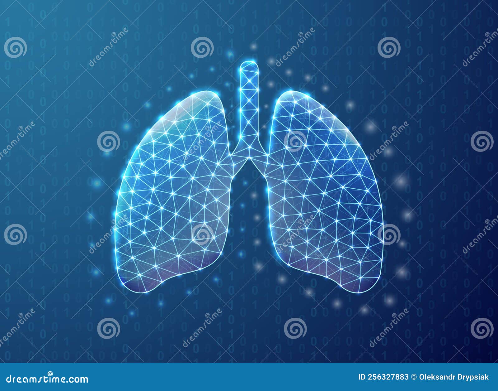 Lungs Polygonal Symbol with Binary Code Background. Reproductive System ...