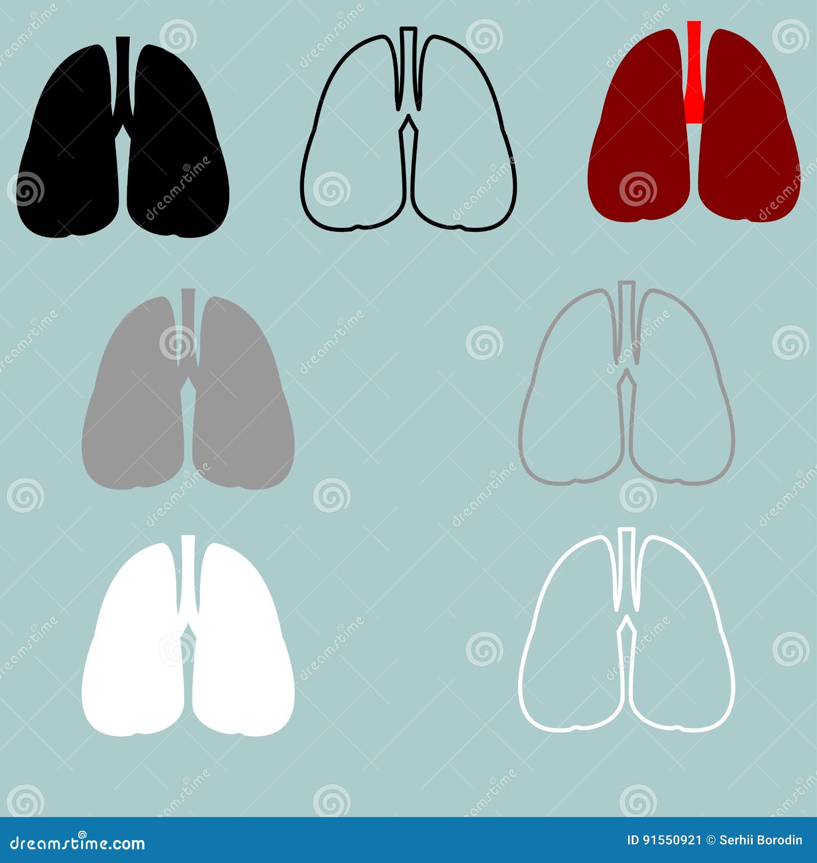Lungs Red Black Grey White Icon. Stock Vector - Illustration of ...