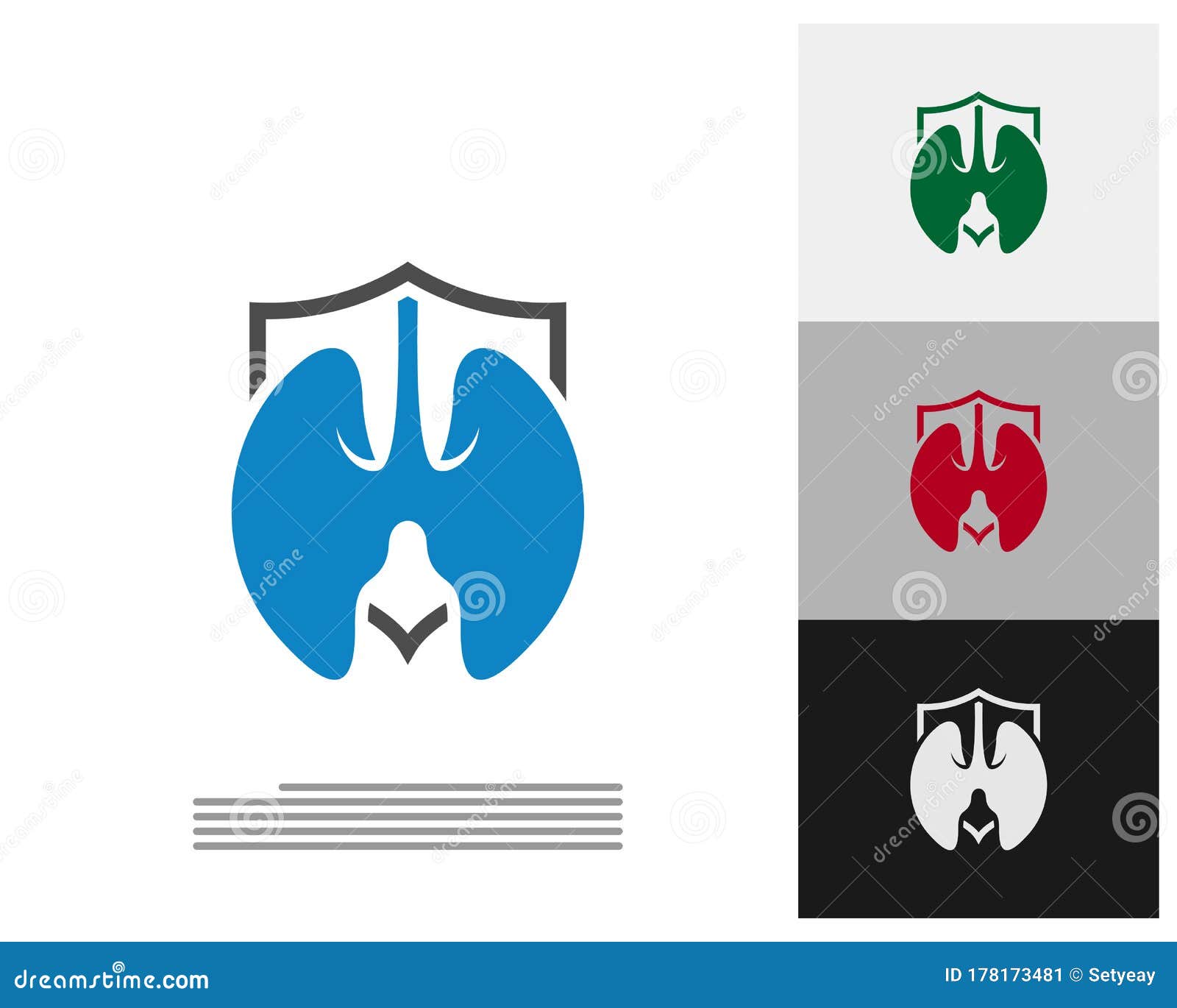 Lungs Shield Logo Template Design Vector, Emblem, Design Concept ...