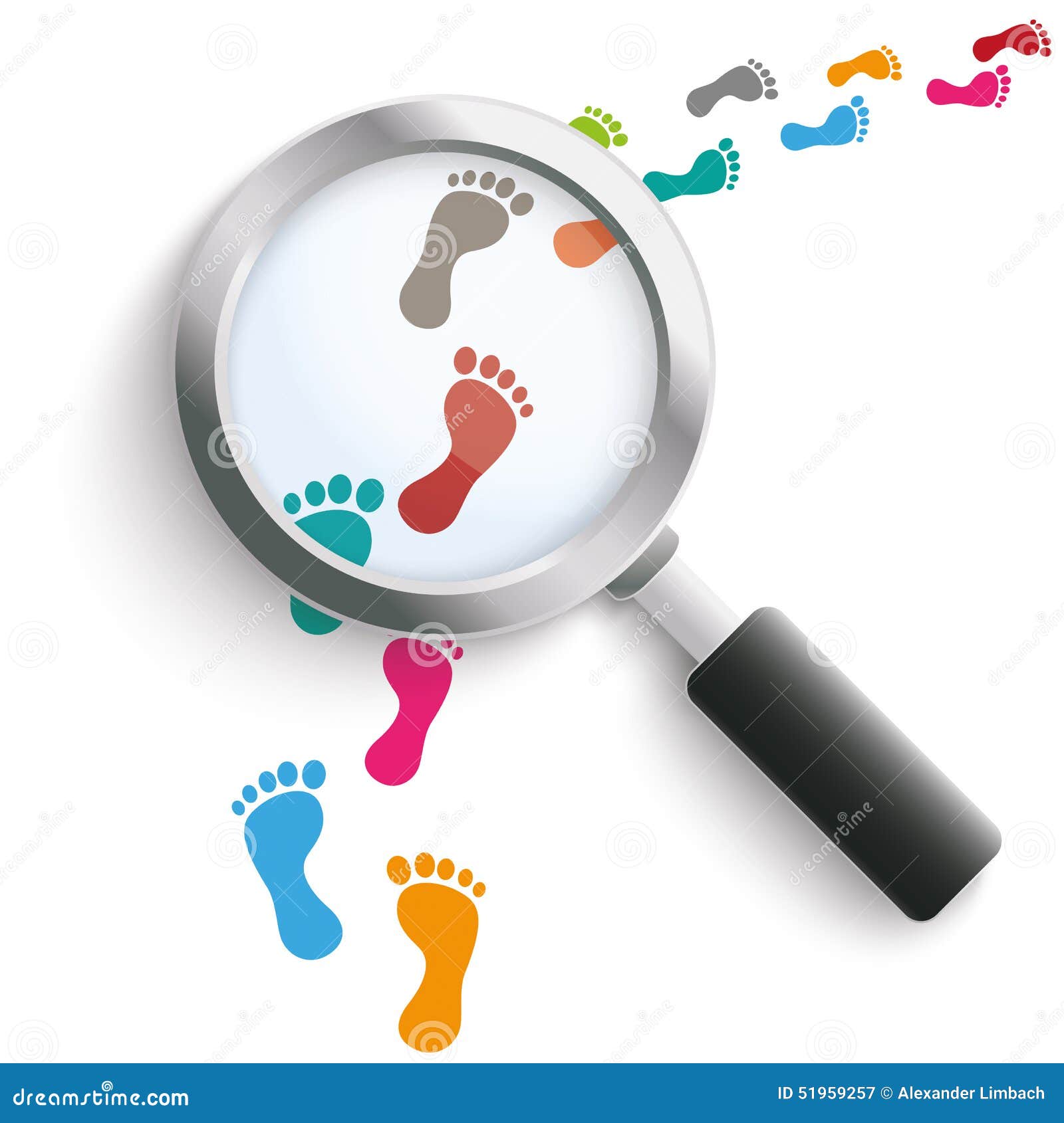 Lupa Colorida Pegada Da Trilha Ilustração Stock - Ilustração de amplie ...