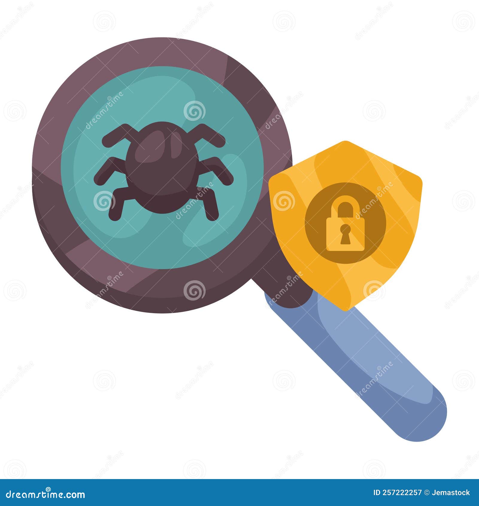 Lupa con candado ilustración del vector. Ilustración de candado - 257222257