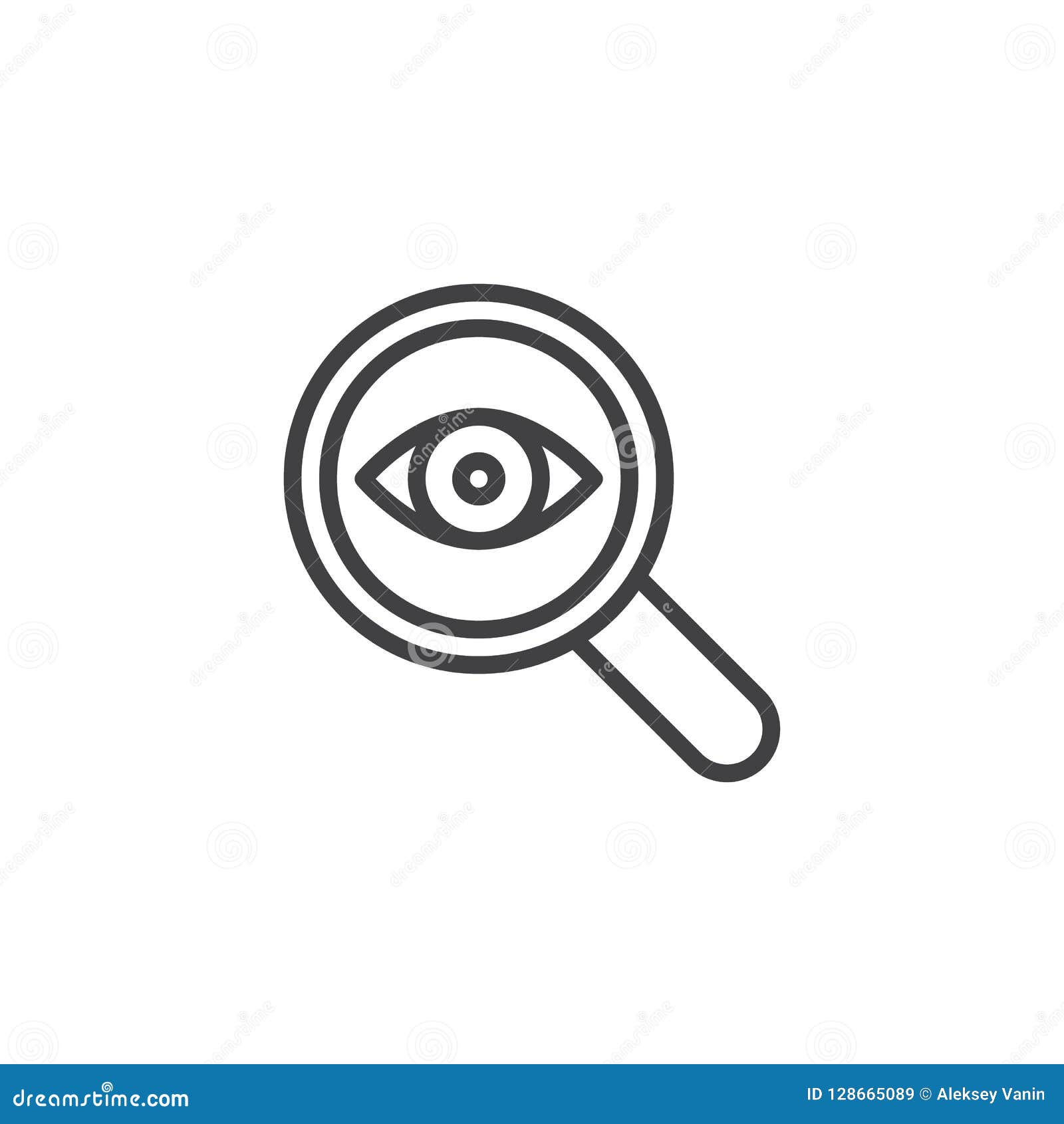 Lupa Con El Icono Del Esquema Del Ojo Ilustración del Vector ...