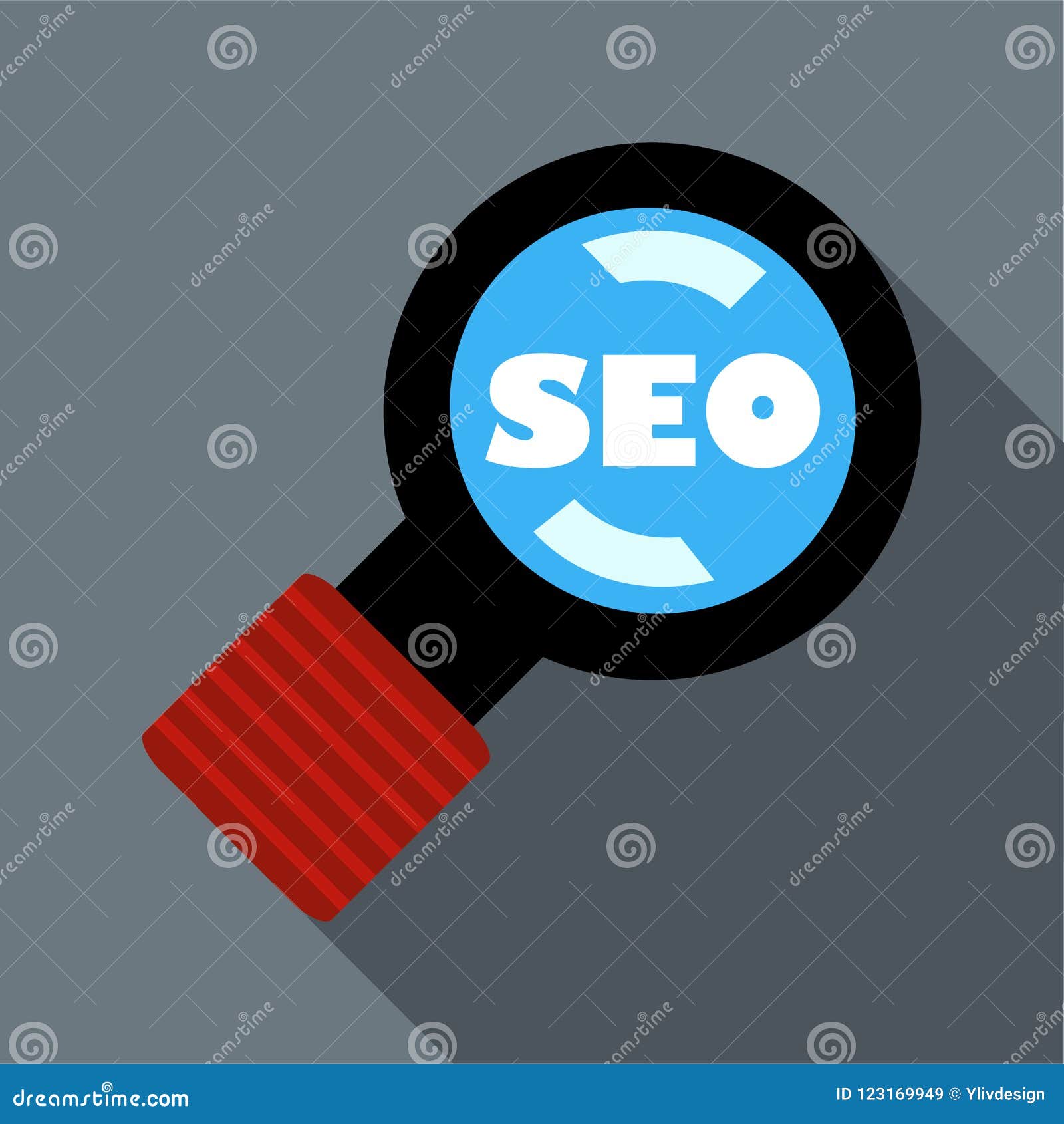 Lupa Con El Icono Del Texto SEO, Estilo Plano Stock de ilustración ...