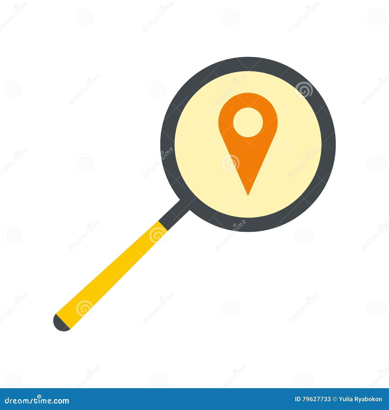 Lupa Con Un Icono Plano De La Marca Del Mapa Ilustración del Vector ...