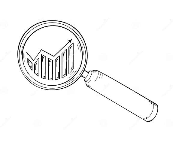 Lupa e carta com seta ilustração do vetor. Ilustração de diagrama ...