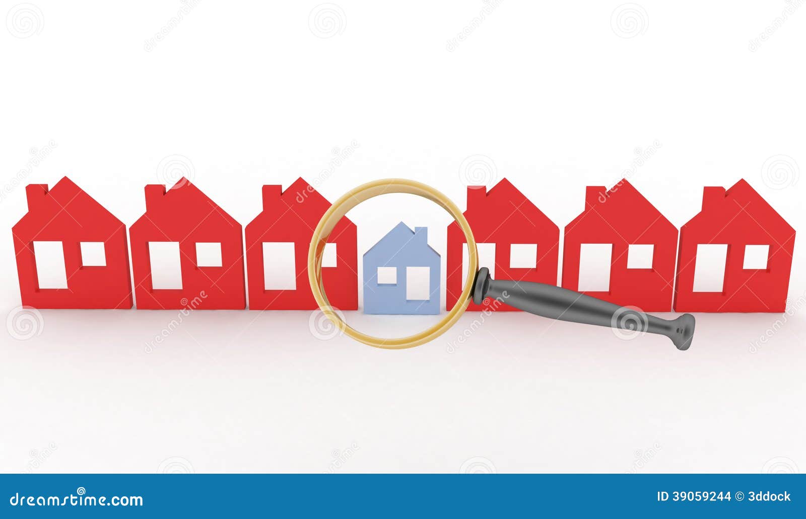 Lupa e fileira das casas ilustração stock. Ilustração de achado - 39059244