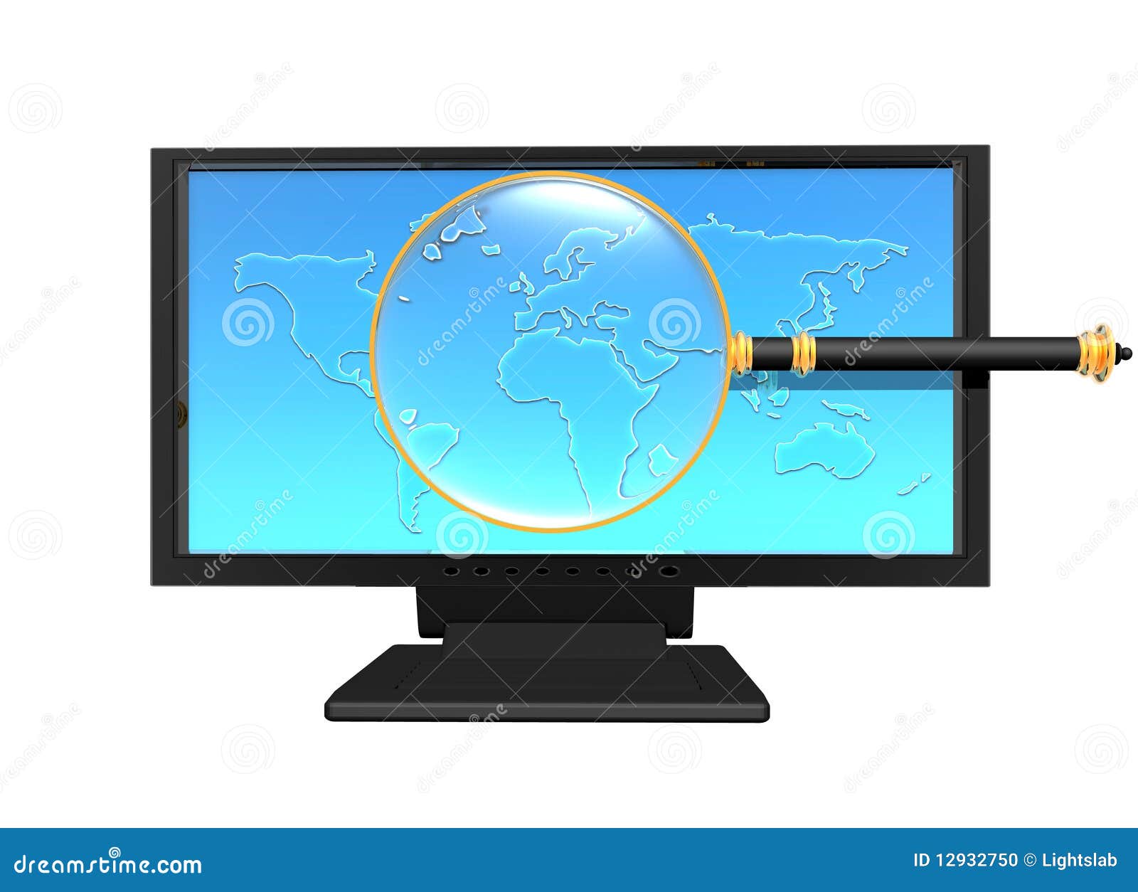 Lupa en monitor stock de ilustración. Ilustración de pantalla - 12932750