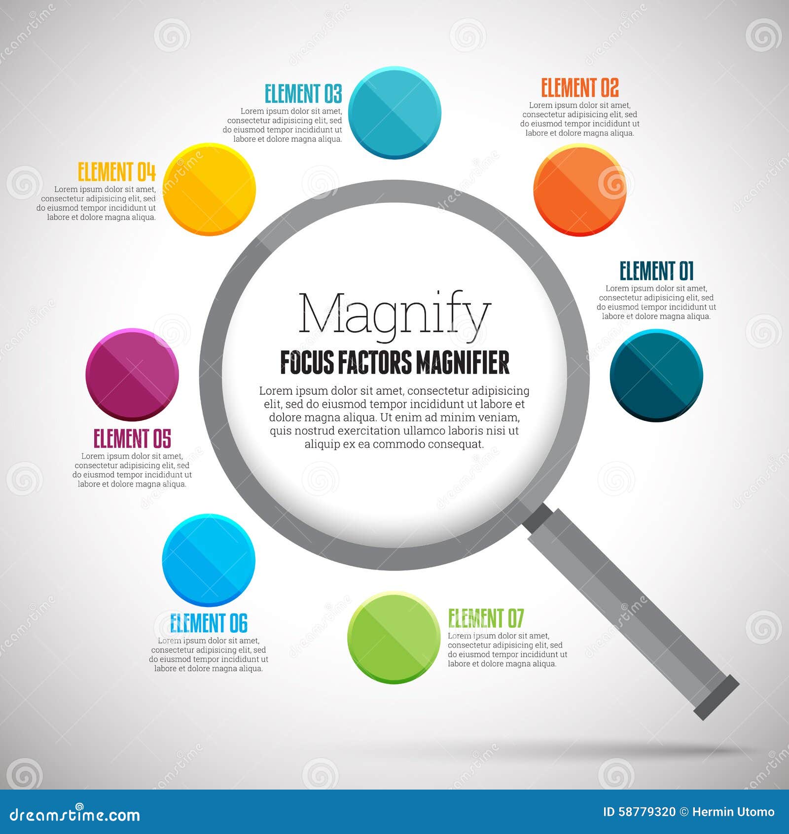 Lupa Infographic Del Factor Del Foco Ilustración del Vector ...
