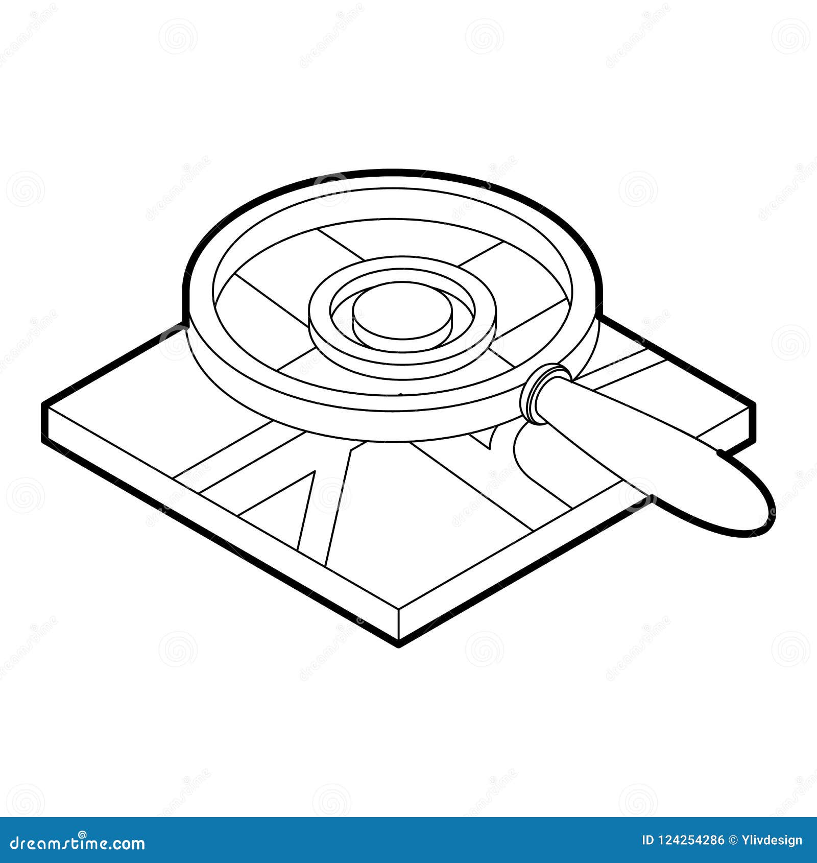Lupa Sobre El Icono Del Mapa, Estilo Del Esquema Stock de ilustración ...