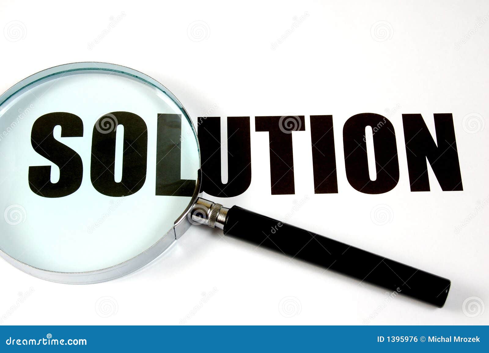 Lupa y texto - solución foto de archivo. Imagen de negocios - 1395976