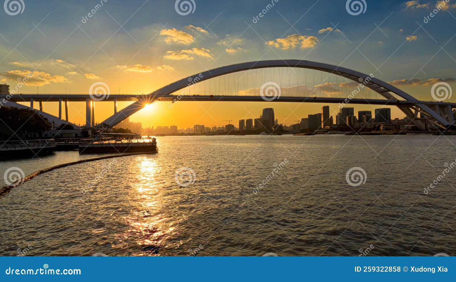 Bridge Under the Setting Sun Stock Photo - Image of dusk, radiance ...