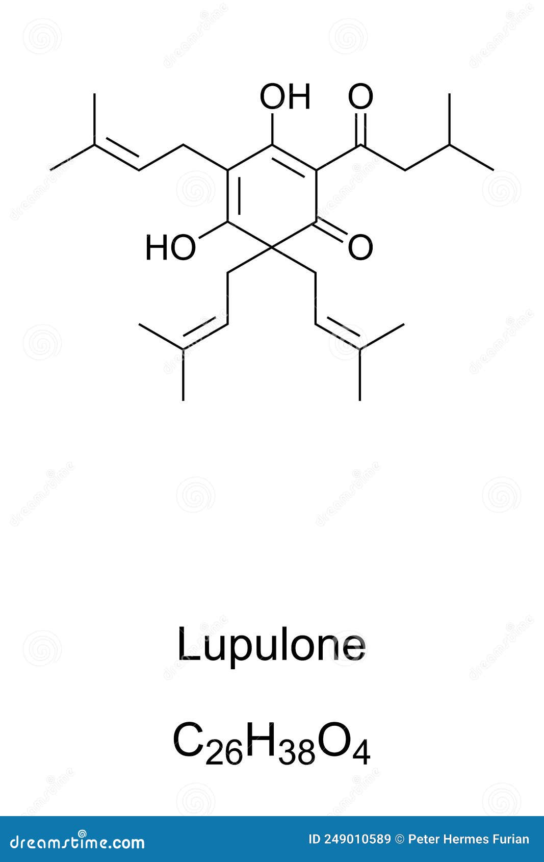 Lupulone, a Component of Hops, Chemical Formula and Structure Stock ...