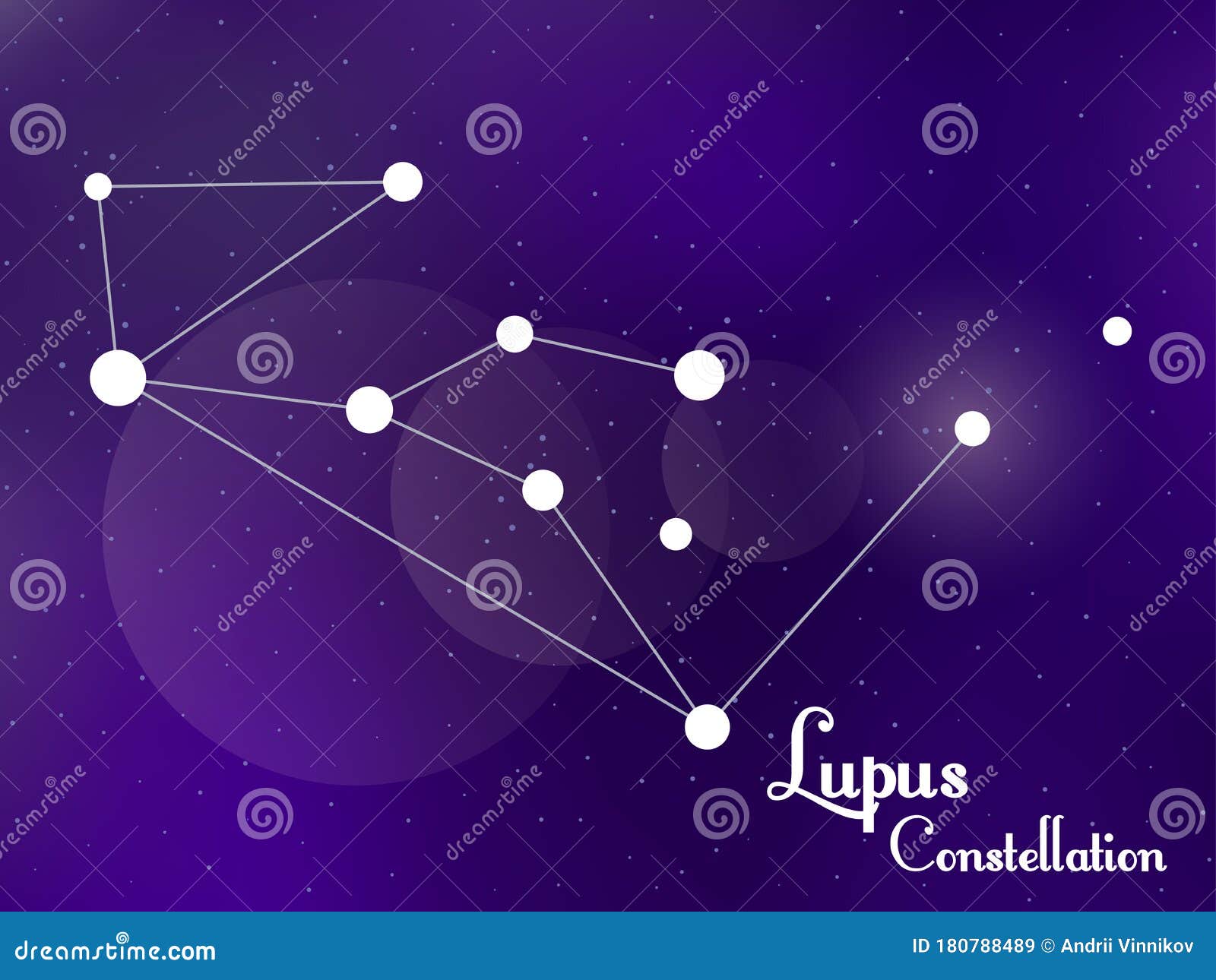 Lupus Constellation. Starry Night Sky. Zodiac Sign. Cluster Of Stars ...