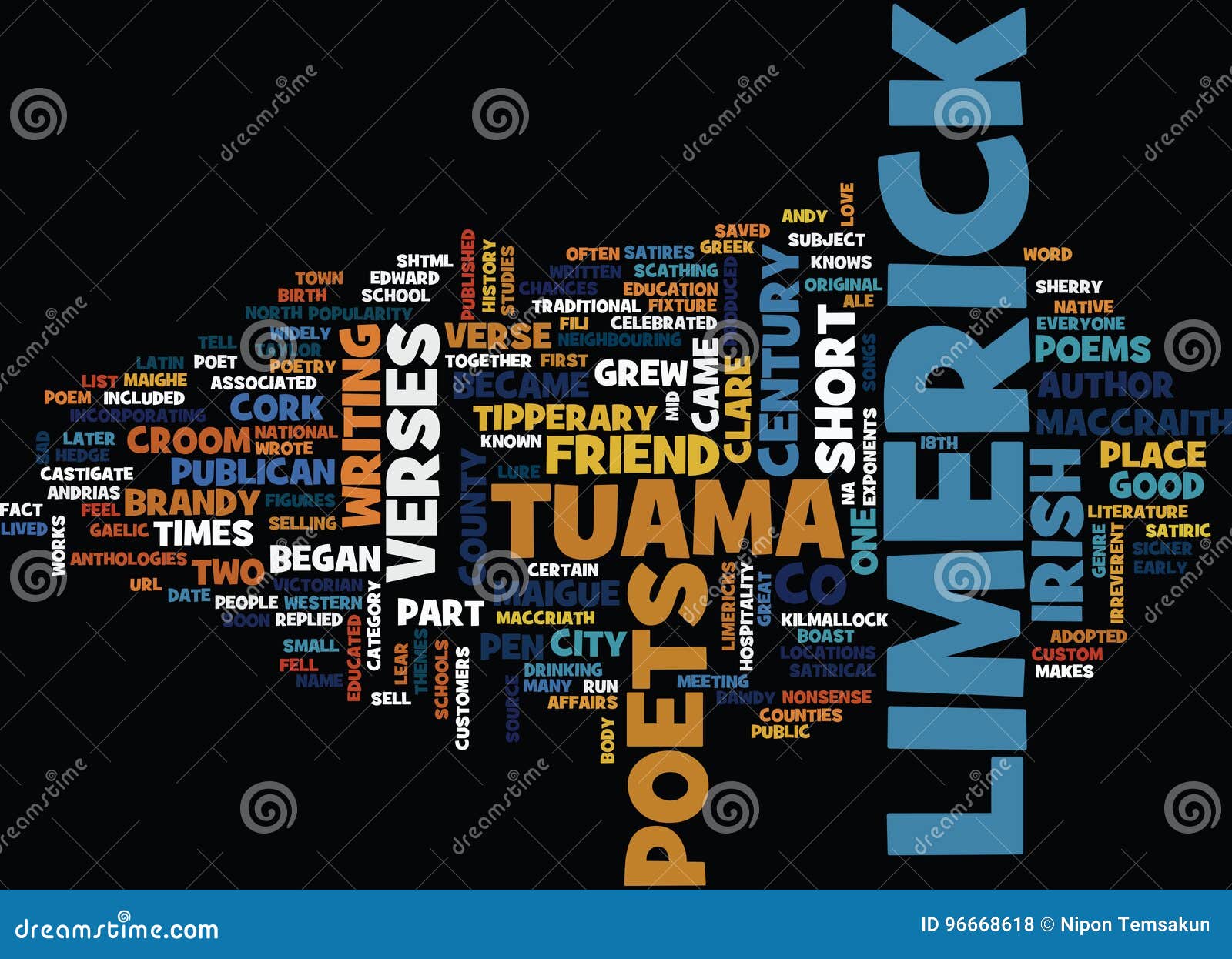 The Lure of the Limerick Text Background Word Cloud Concept Stock ...